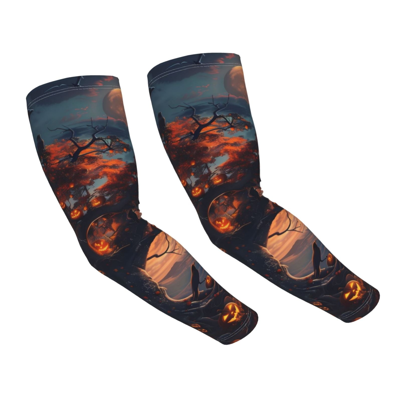 Sun Protection Arm Sleeves for Men Women, Raven Tree Halloween Night ...
