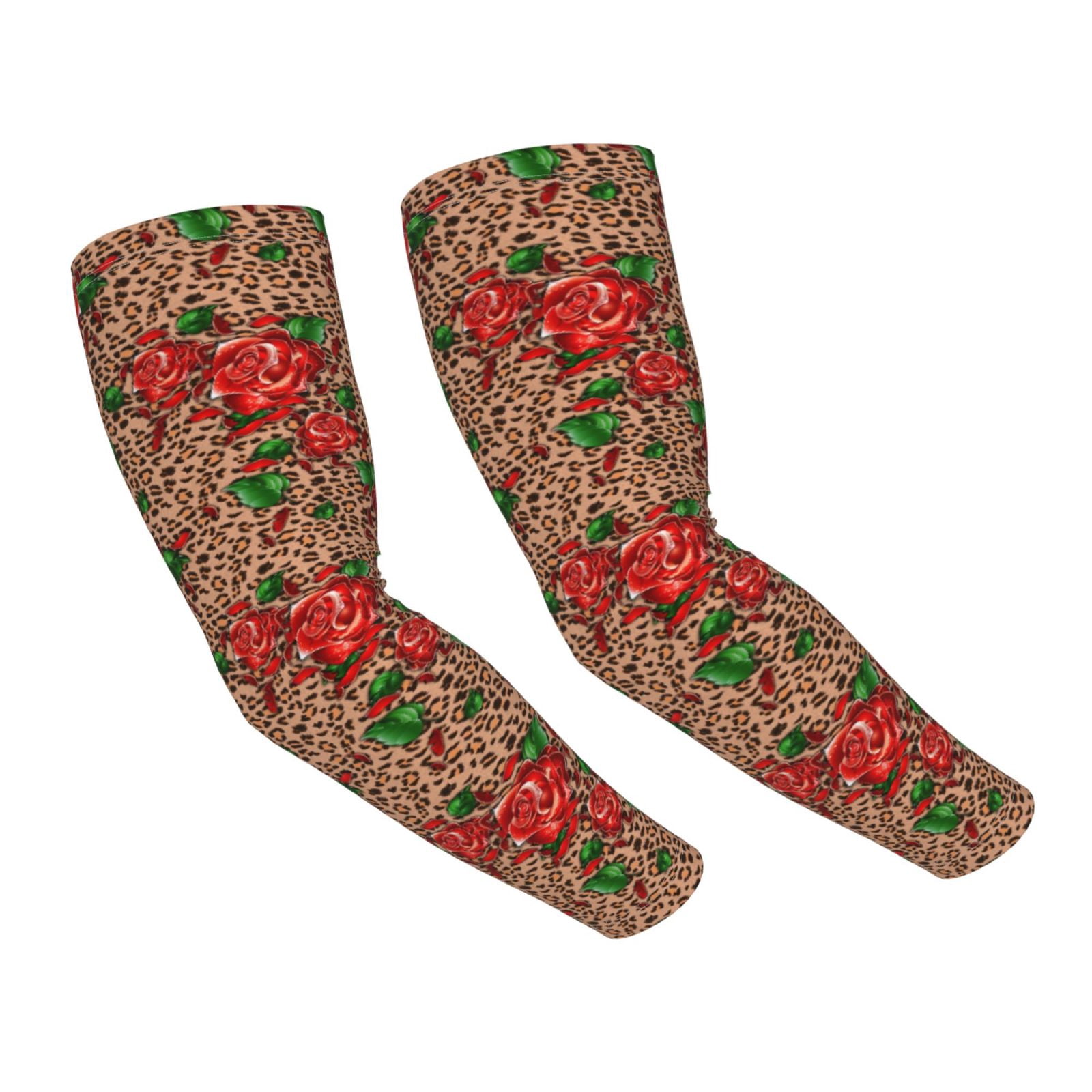 Sun Protection Arm Sleeves for Men Women, Rose Mix Leopard 1 Sleeves to ...