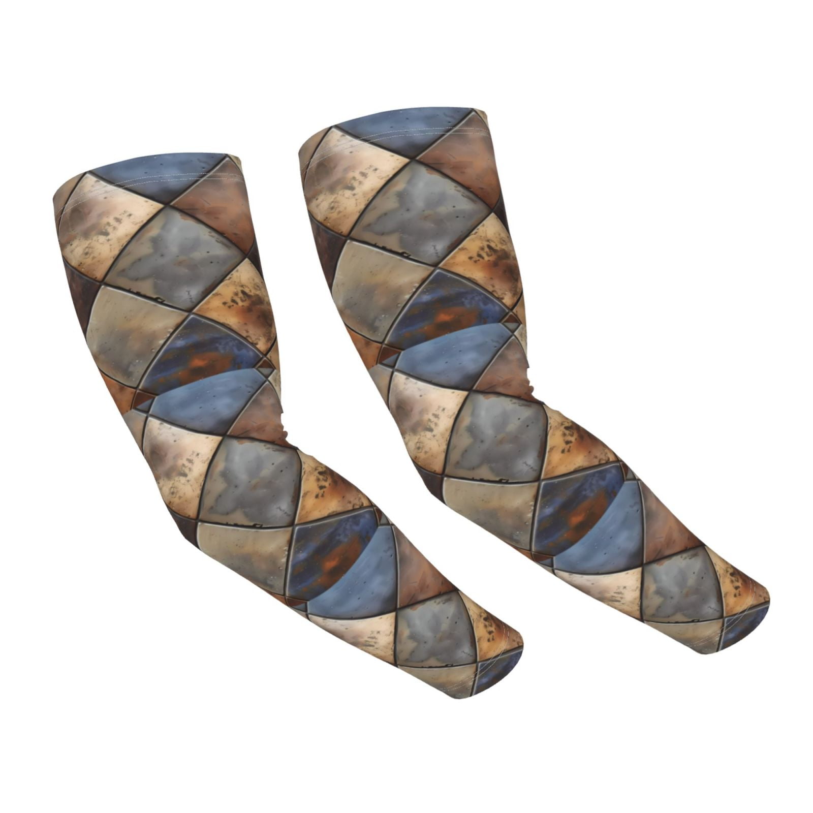 Sun Protection Arm Sleeves for Men Women, Rustic Tile Pattern Sleeves to Cover Arms with Thumb ...