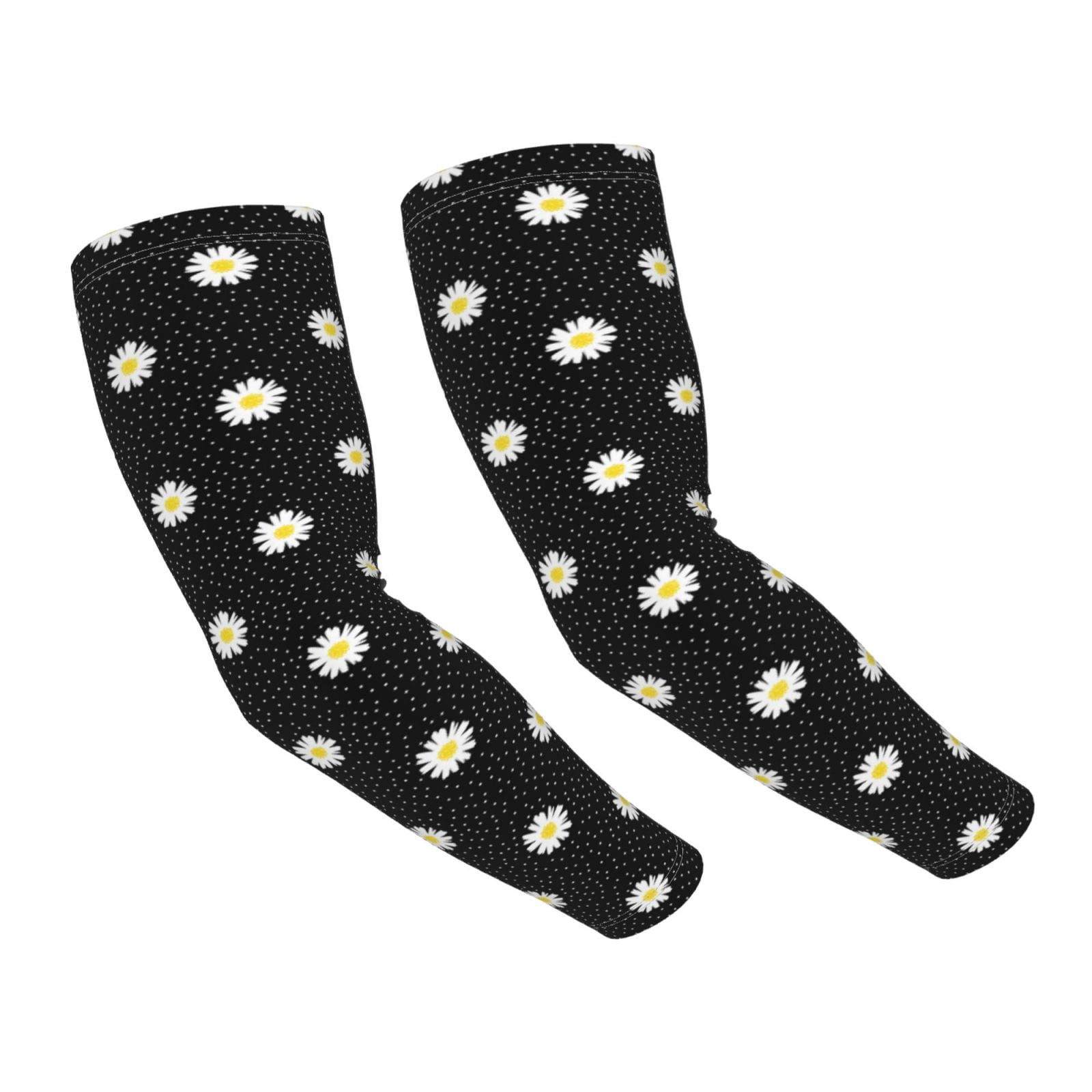 Sun Protection Arm Sleeves for Men Women, daisy polka dot dotted black ...