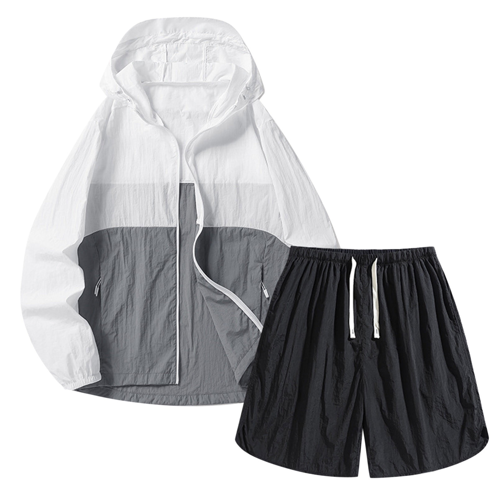 Sun Protection Clothes Sets For Mens，Summer Mens Color Block UPF 50+ UV ...