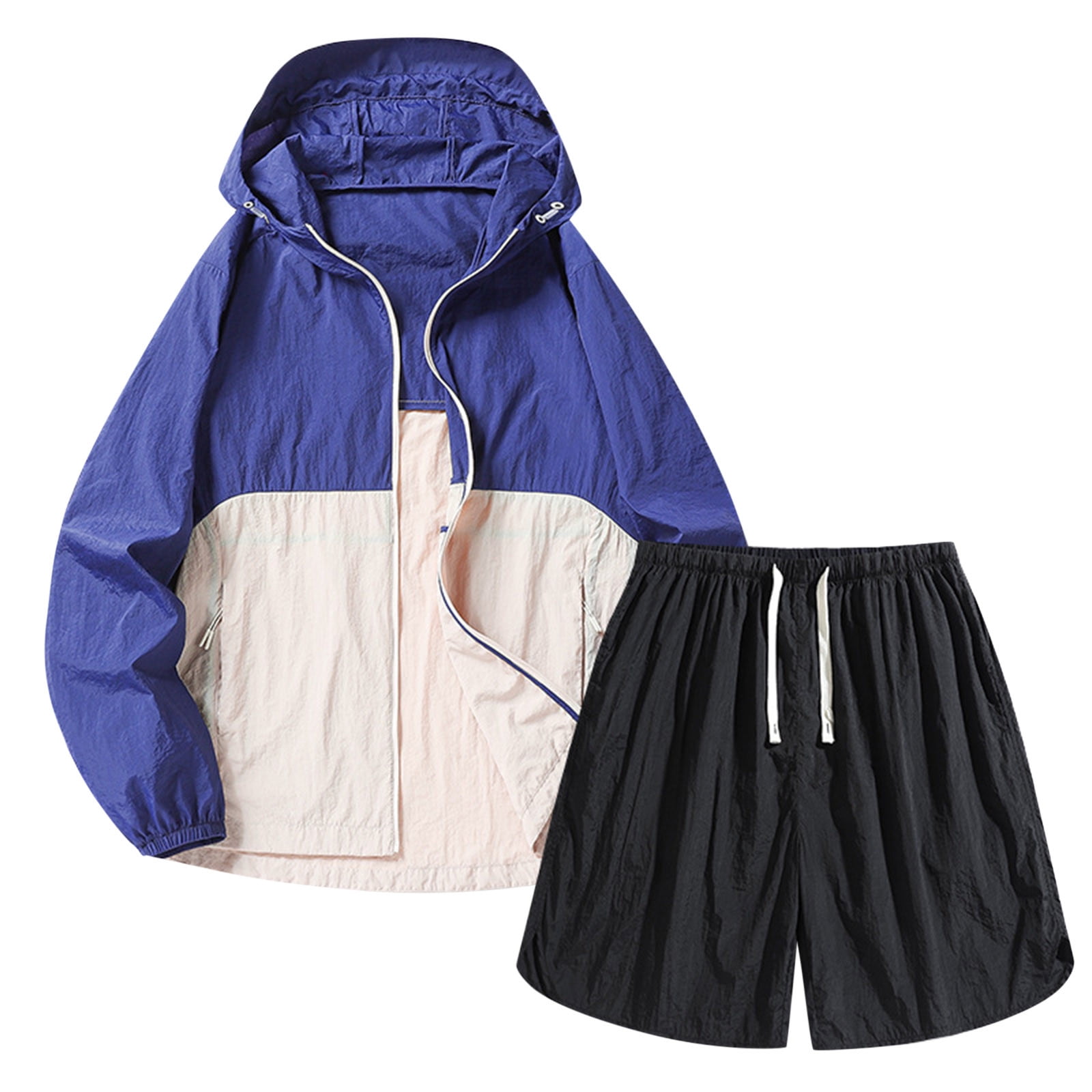 Sun Protection Clothes Sets For Mens，Summer Mens Color Block UPF 50+ UV ...