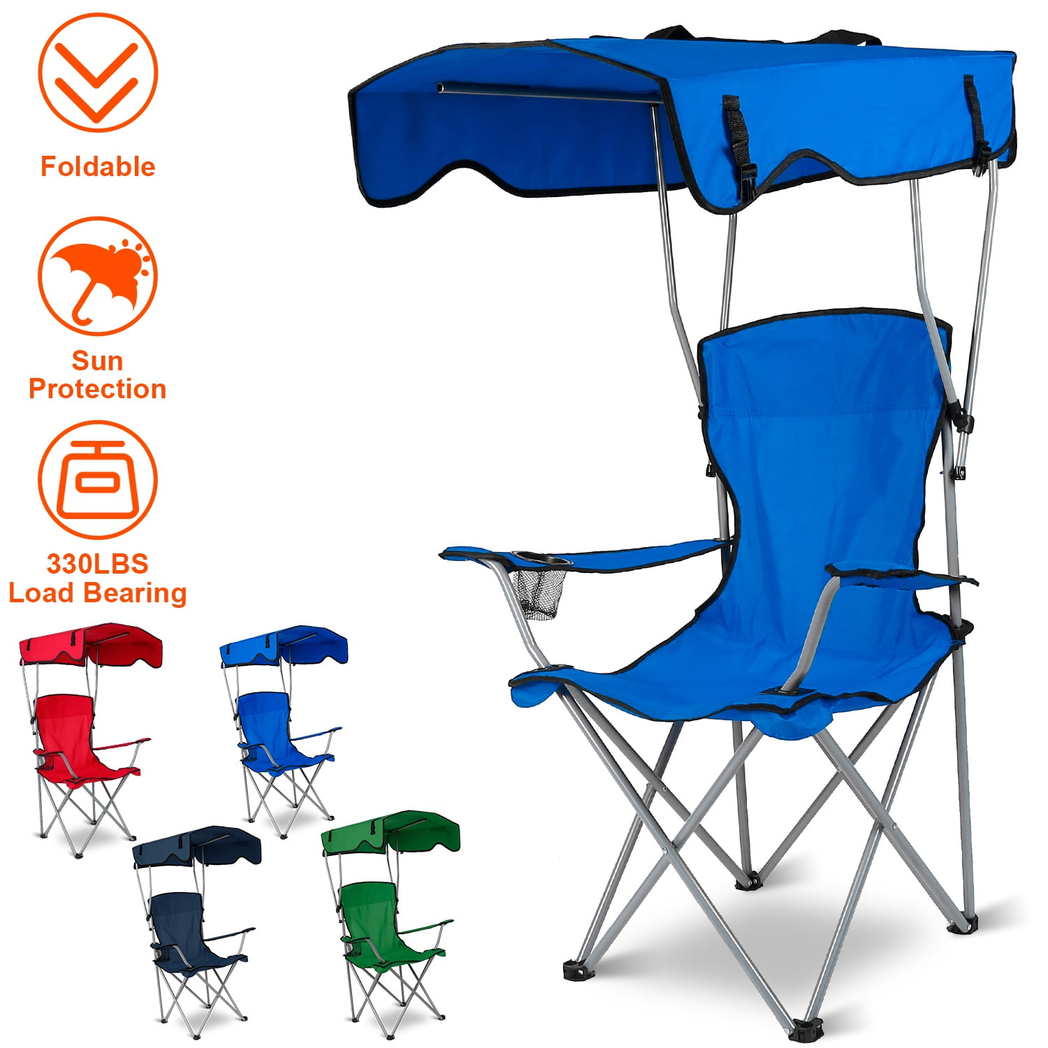 Sun Protection Foldable Canopy Chair,Camping Lawn X-shaped Support ...