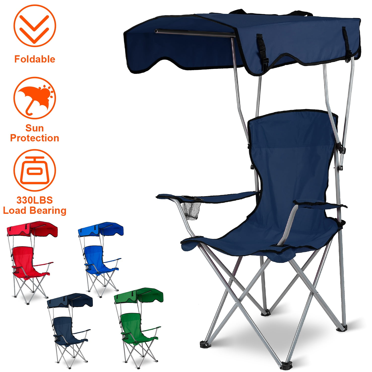 Sun Protection Foldable Canopy Chair,Camping Lawn X-shaped Support ...