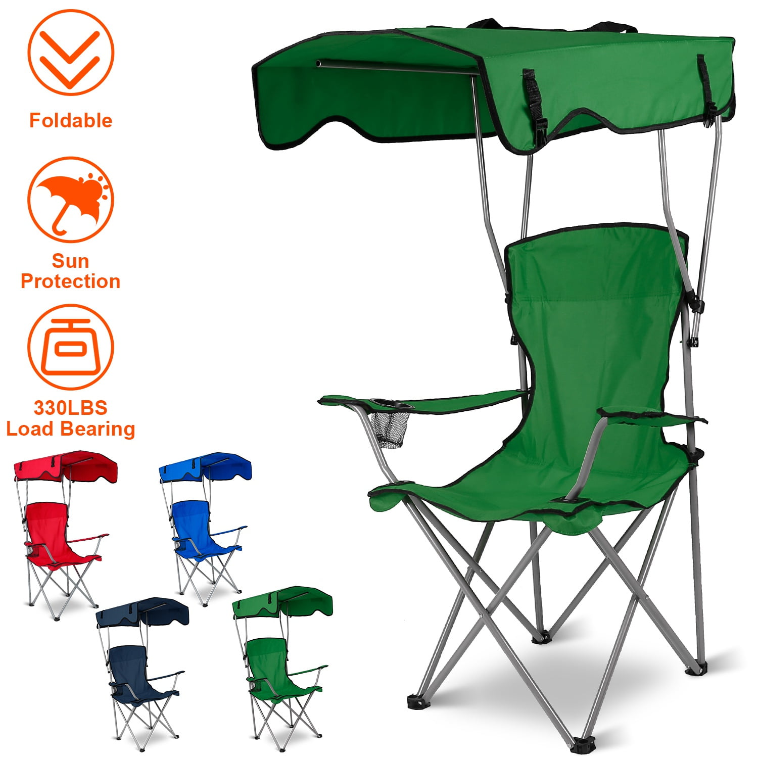 Sun Protection Foldable Canopy Chair,Camping Lawn X-shaped Support ...