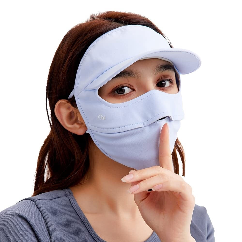 Sun Protection Full Face Mask with Cap Brim UPF 50+ Riding Cover Blue ...