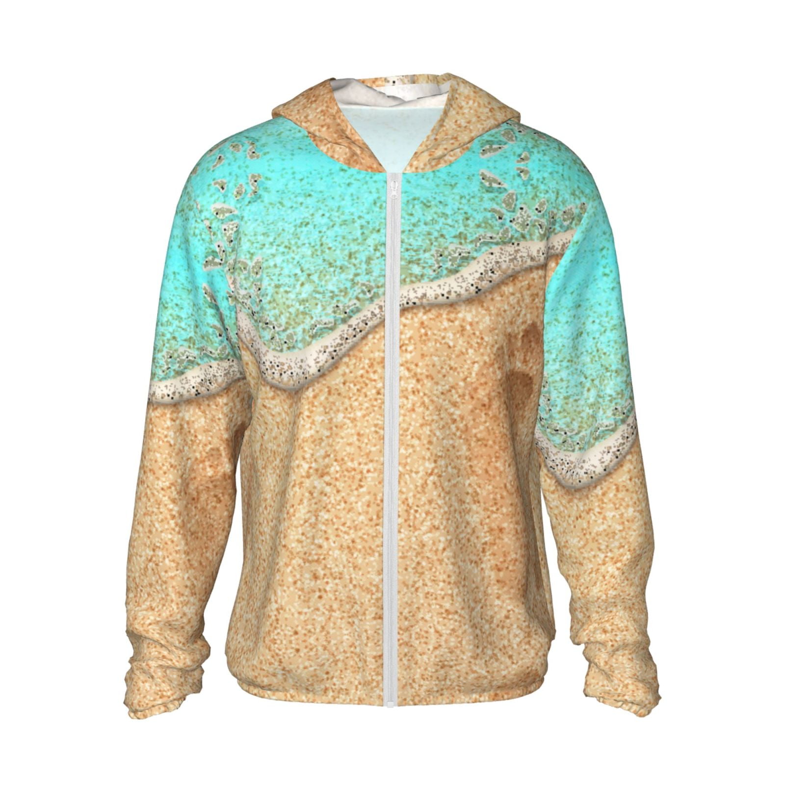 Sun Protection Hoodie Beach Footprint Outdoor Fishing Shirts for Men Women, Lightweight Long ...