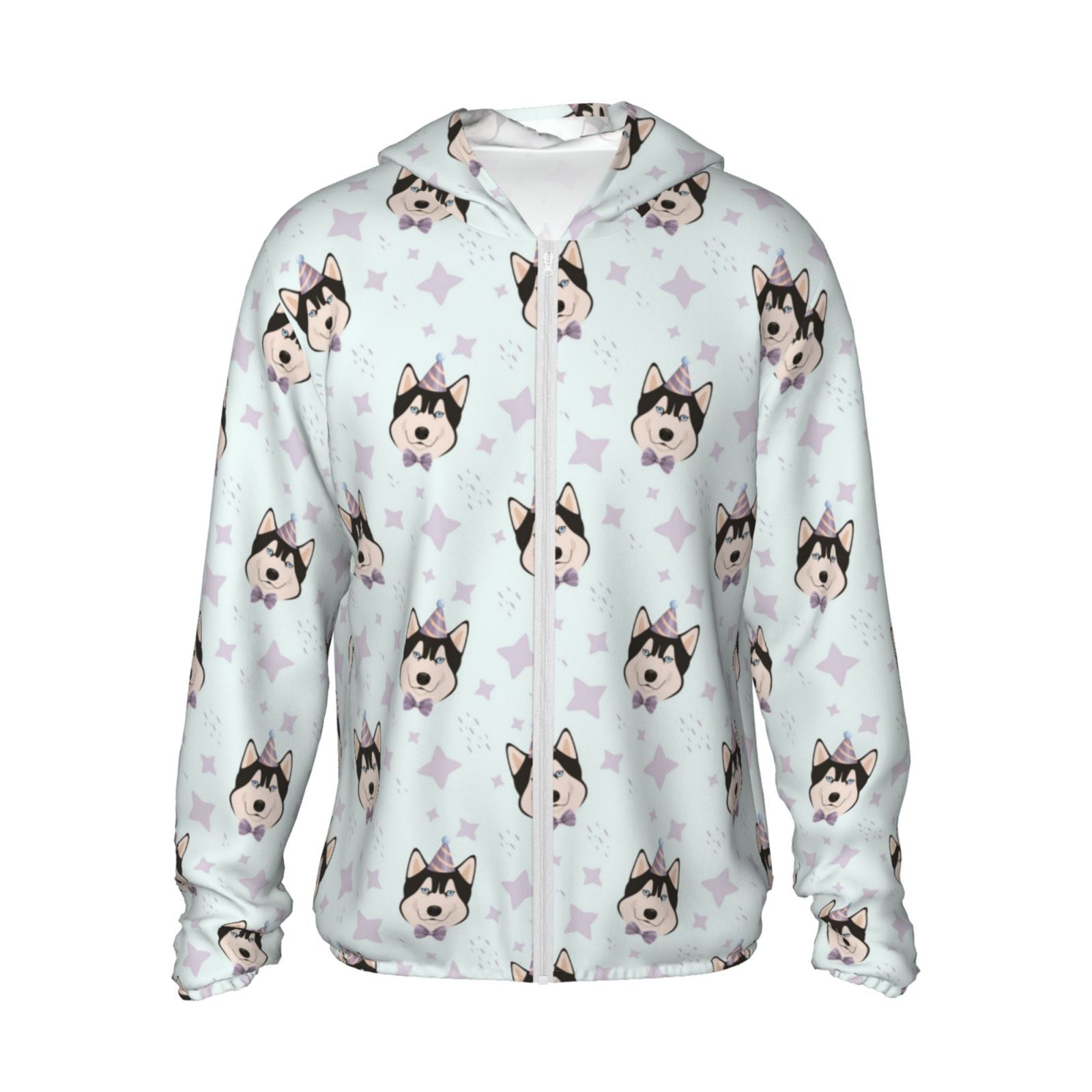 Sun Protection Hoodie Jacket, Cartoon Cute Husky Dog Gift Star Sun ...