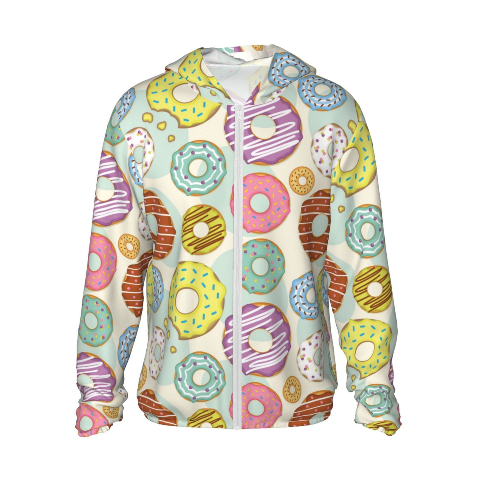 Sun Protection Hoodie Jacket, Cartoon Donut Print Sun Shirts For Men ...