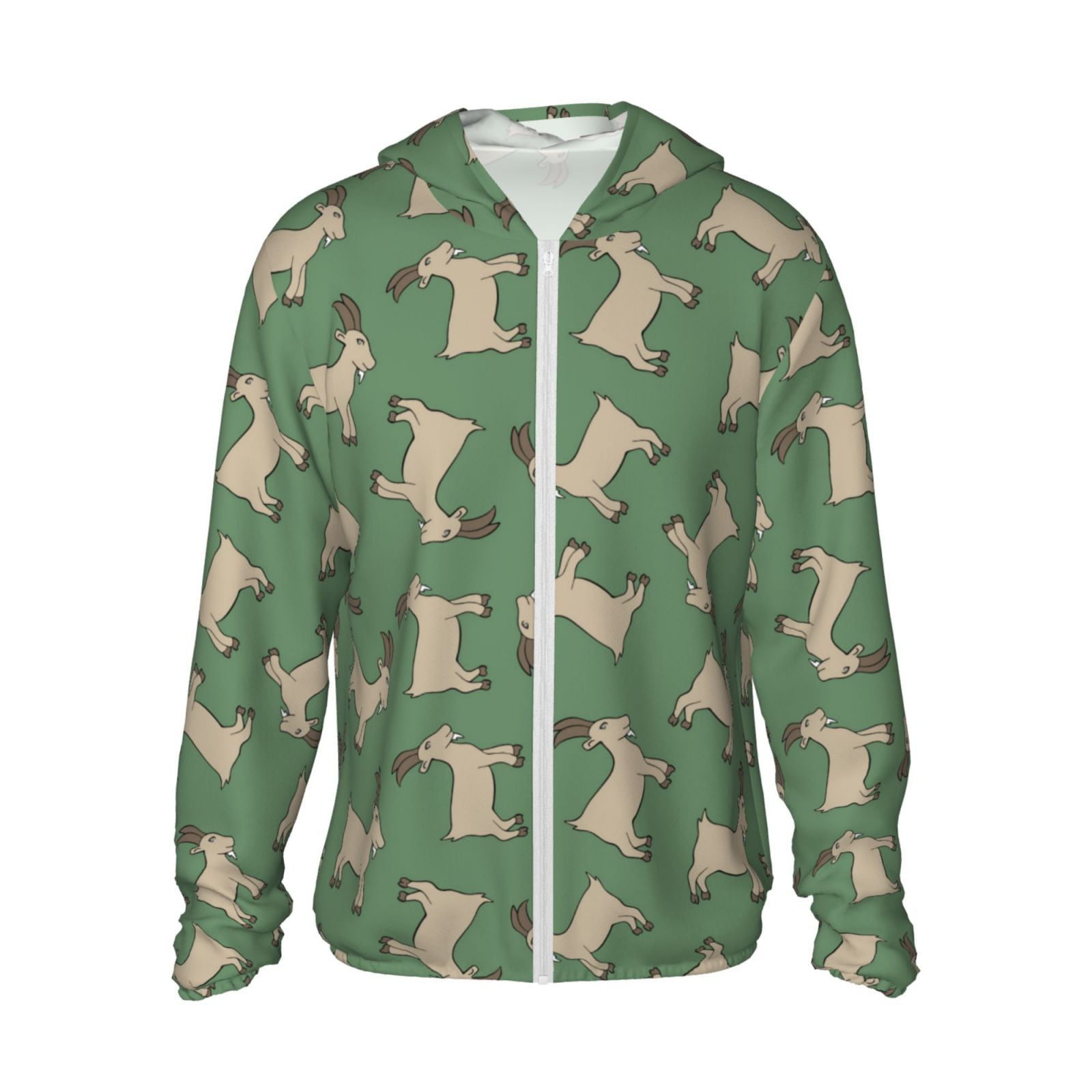 Sun Protection Hoodie Jacket, Classic Cute Goat Green Sun Shirts For ...