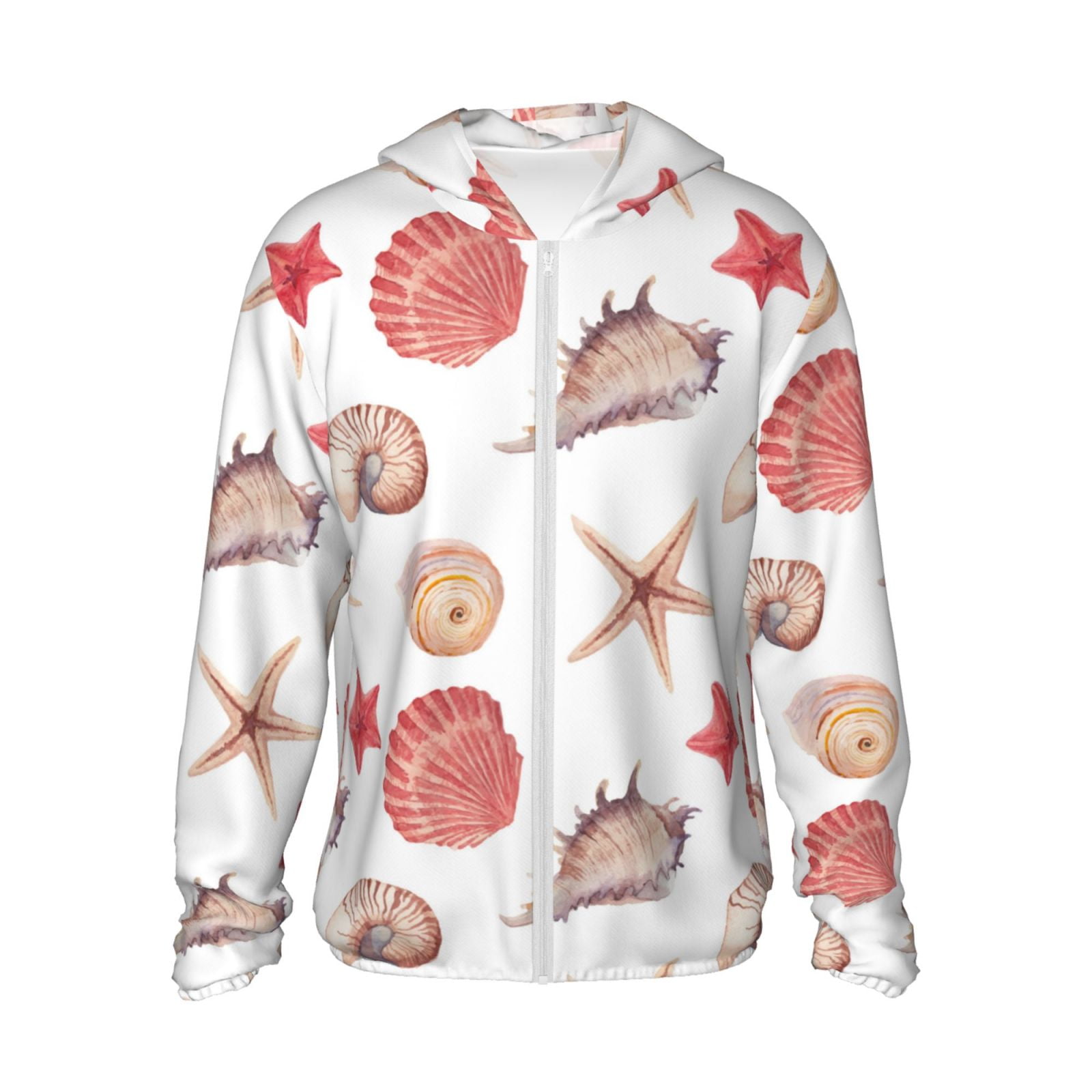 Sun Protection Hoodie Jacket, Conch Shells Print No.903 Sun Shirts For ...