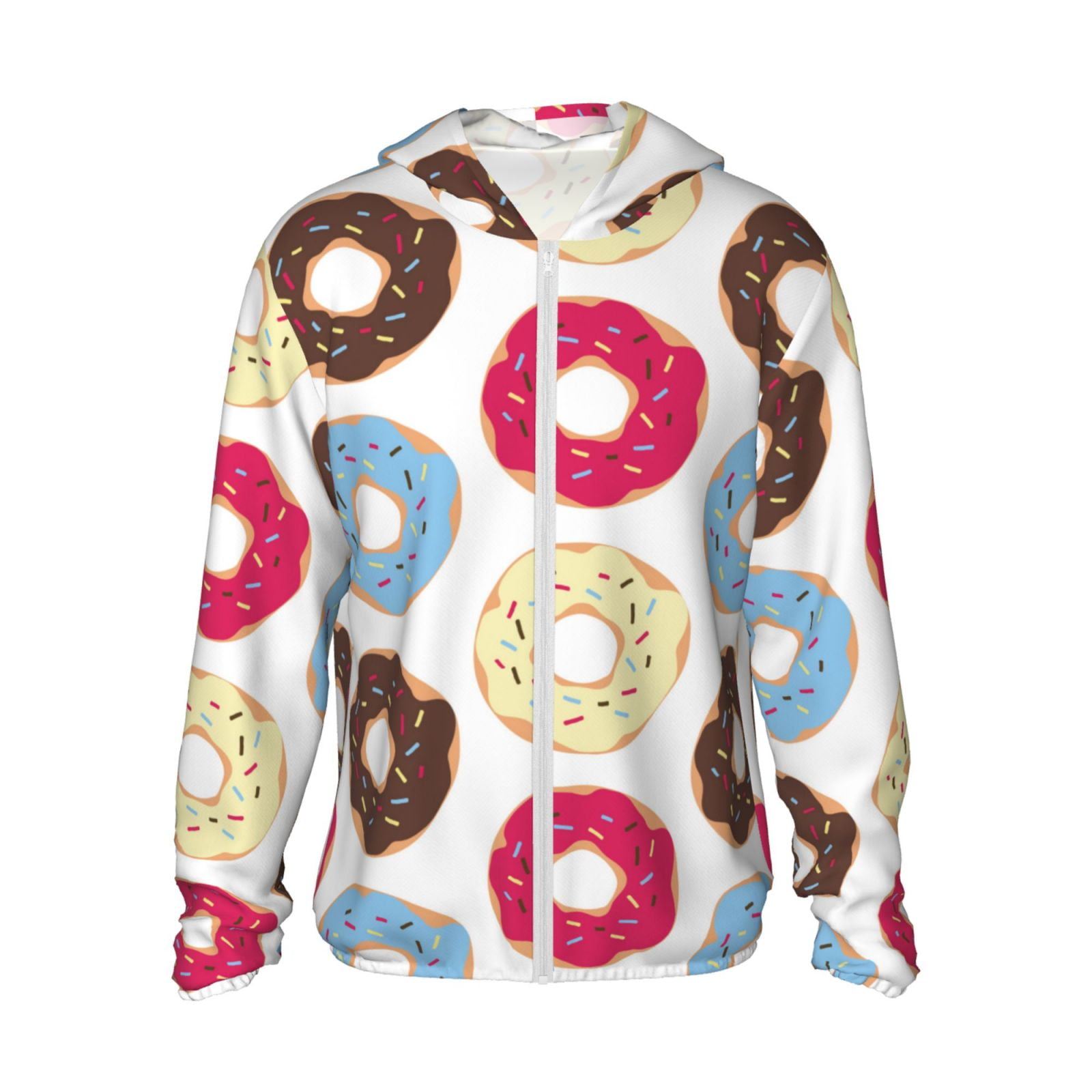Sun Protection Hoodie Jacket, Cute Cartoon Donut Print Sun Shirts For ...