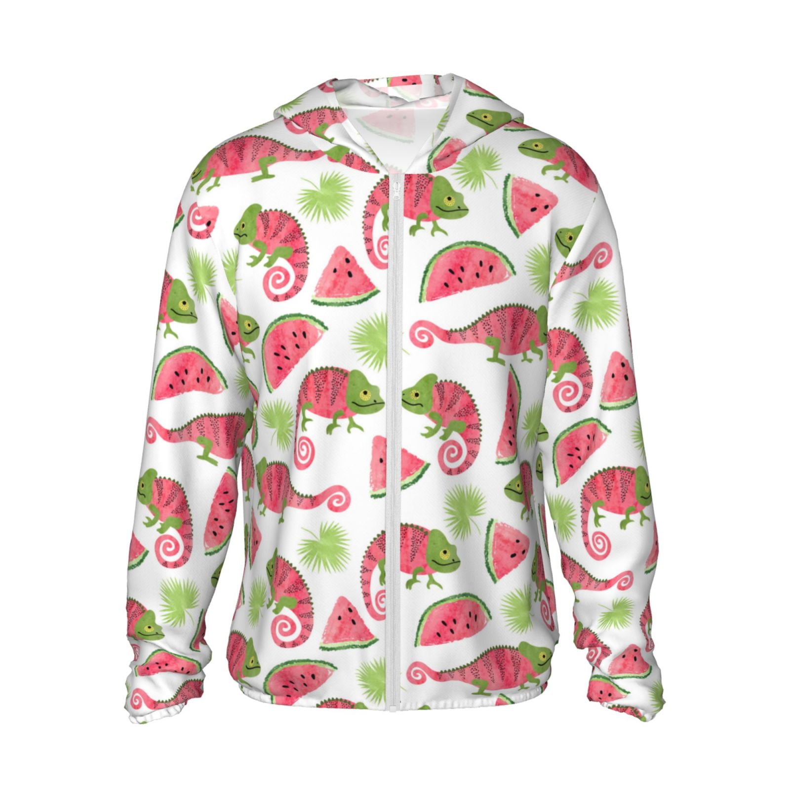 Sun Protection Hoodie Jacket, Cute Chameleon Watermelon Sun Shirts For Men Women Long Sleeve ...