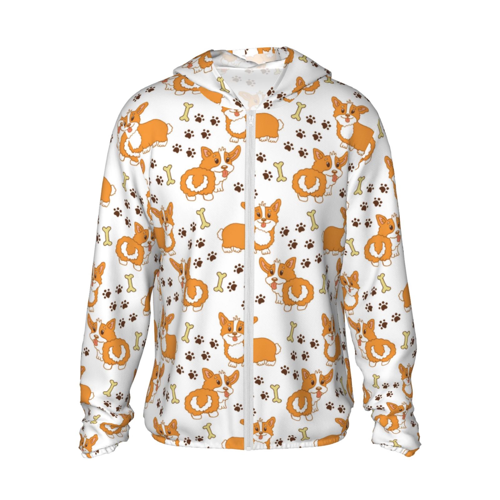 Sun Protection Hoodie Jacket, Cute Corgi Dog Funny_E Sun Shirts For Men ...