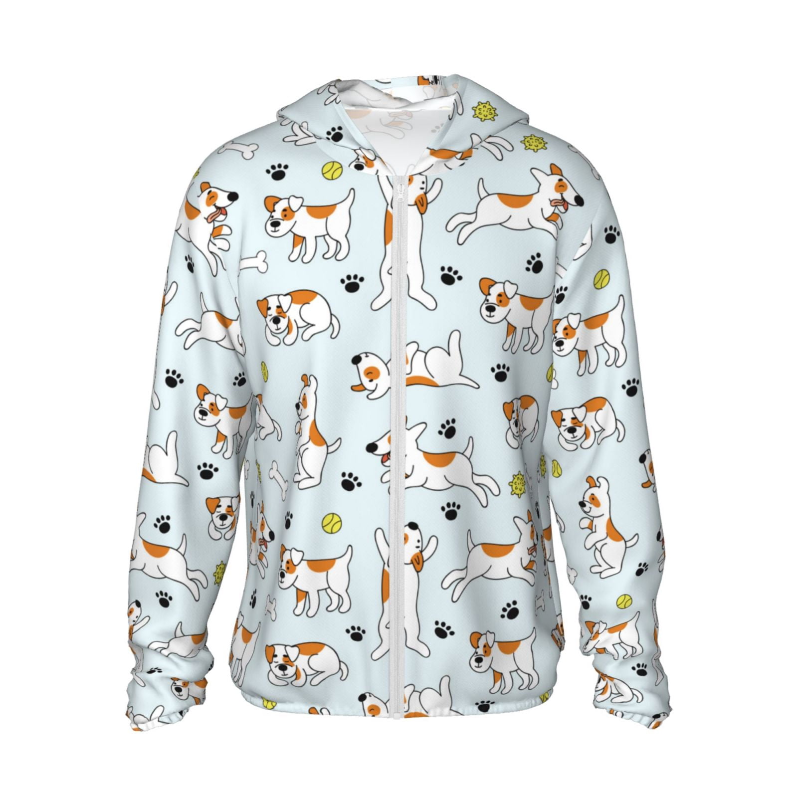 Sun Protection Hoodie Jacket, Cute Dog Puppy Ball Sun Shirts For Men ...