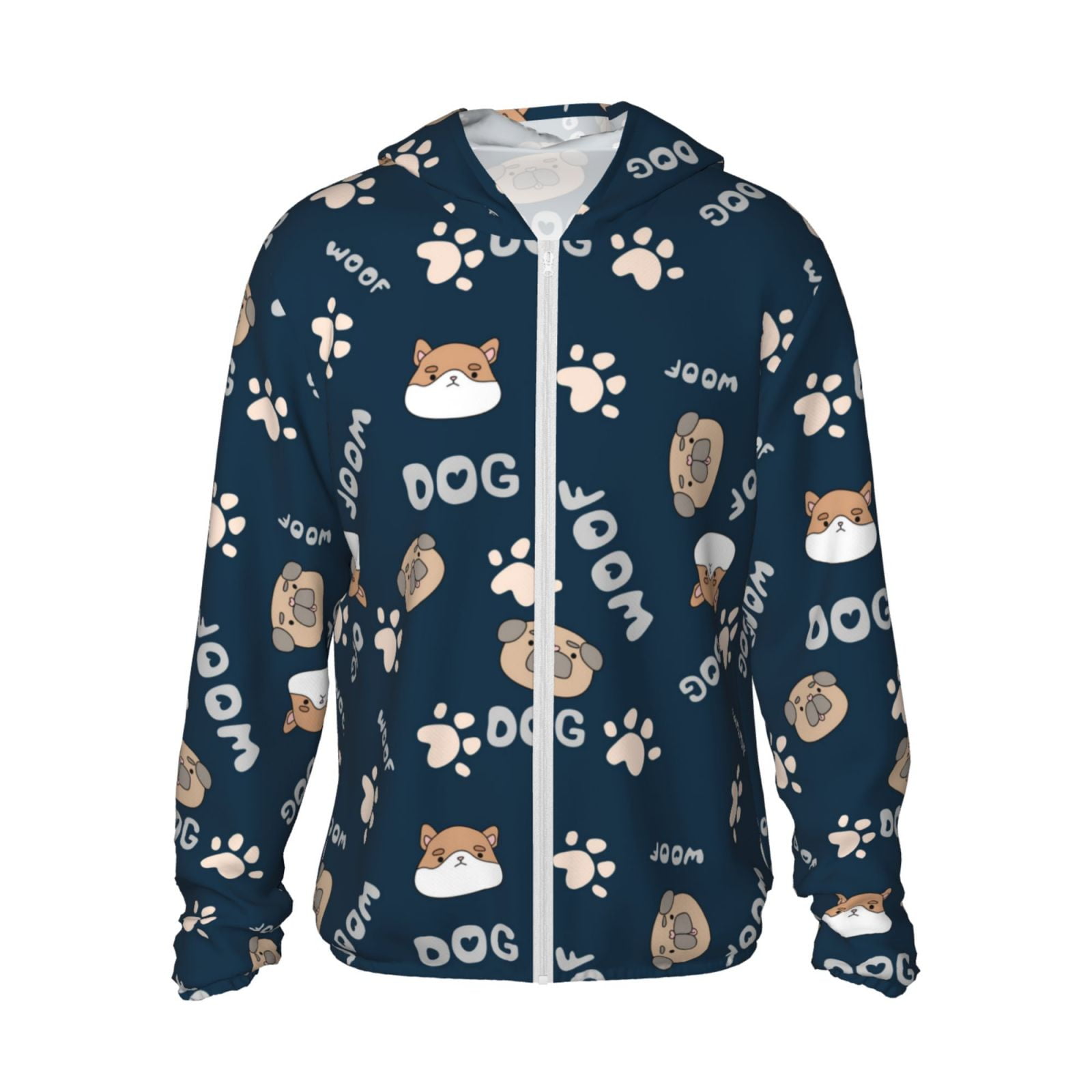 Sun Protection Hoodie Jacket, Cute Dog Puppy Woof Sun Shirts For Men ...