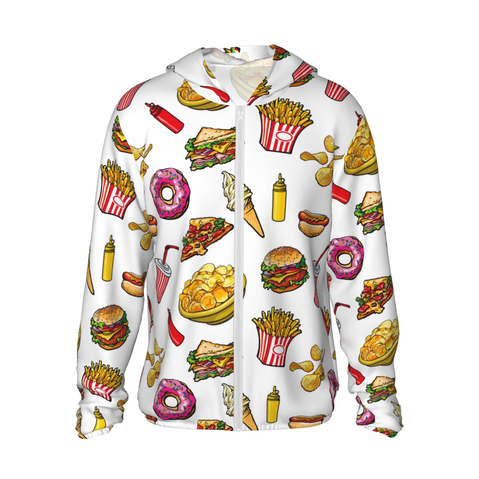 Sun Protection Hoodie Jacket, Cute Food Ketchup Potato Chips Sun Shirts ...