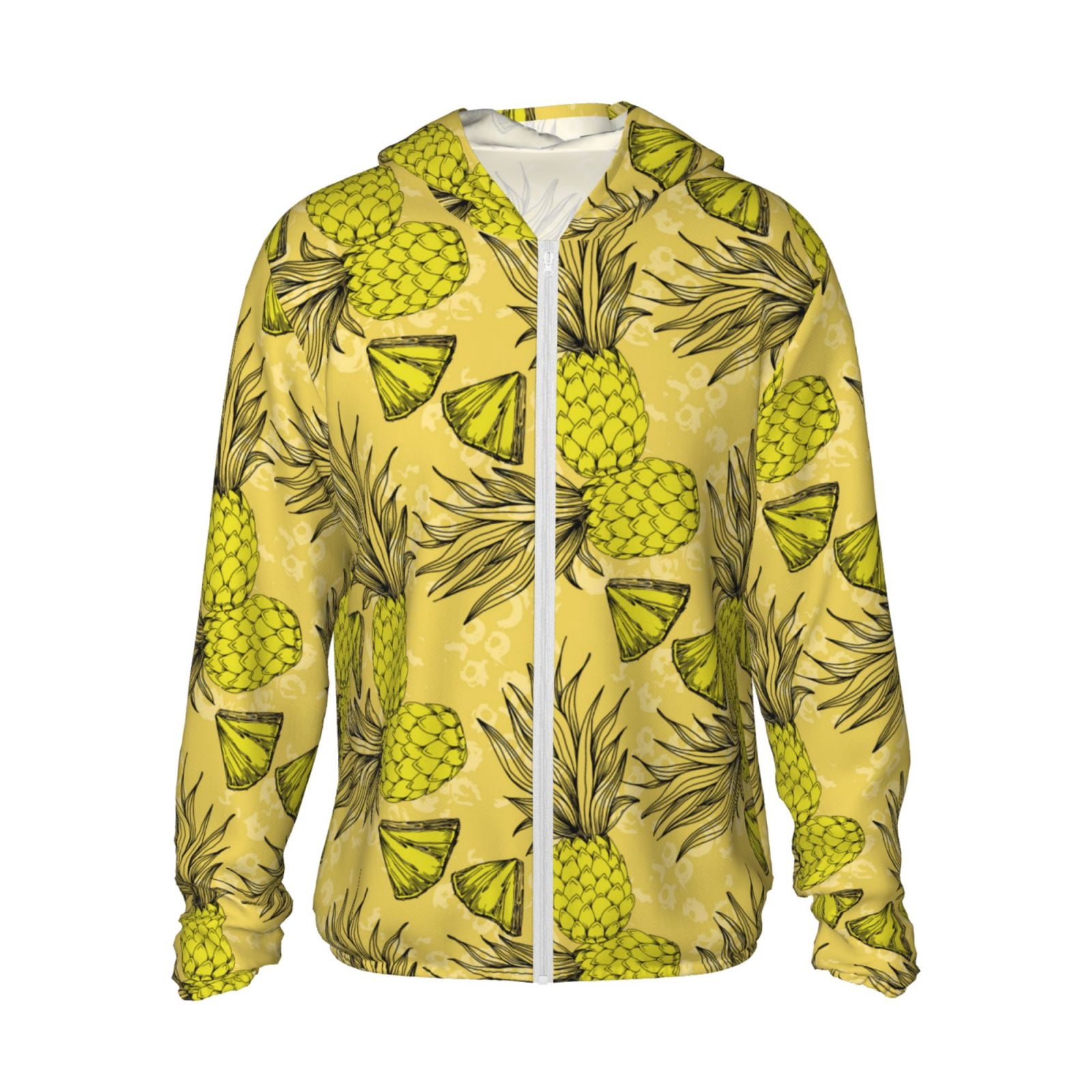 Sun Protection Hoodie Jacket, Cute Pineapple Retro Yellow Sun Shirts ...