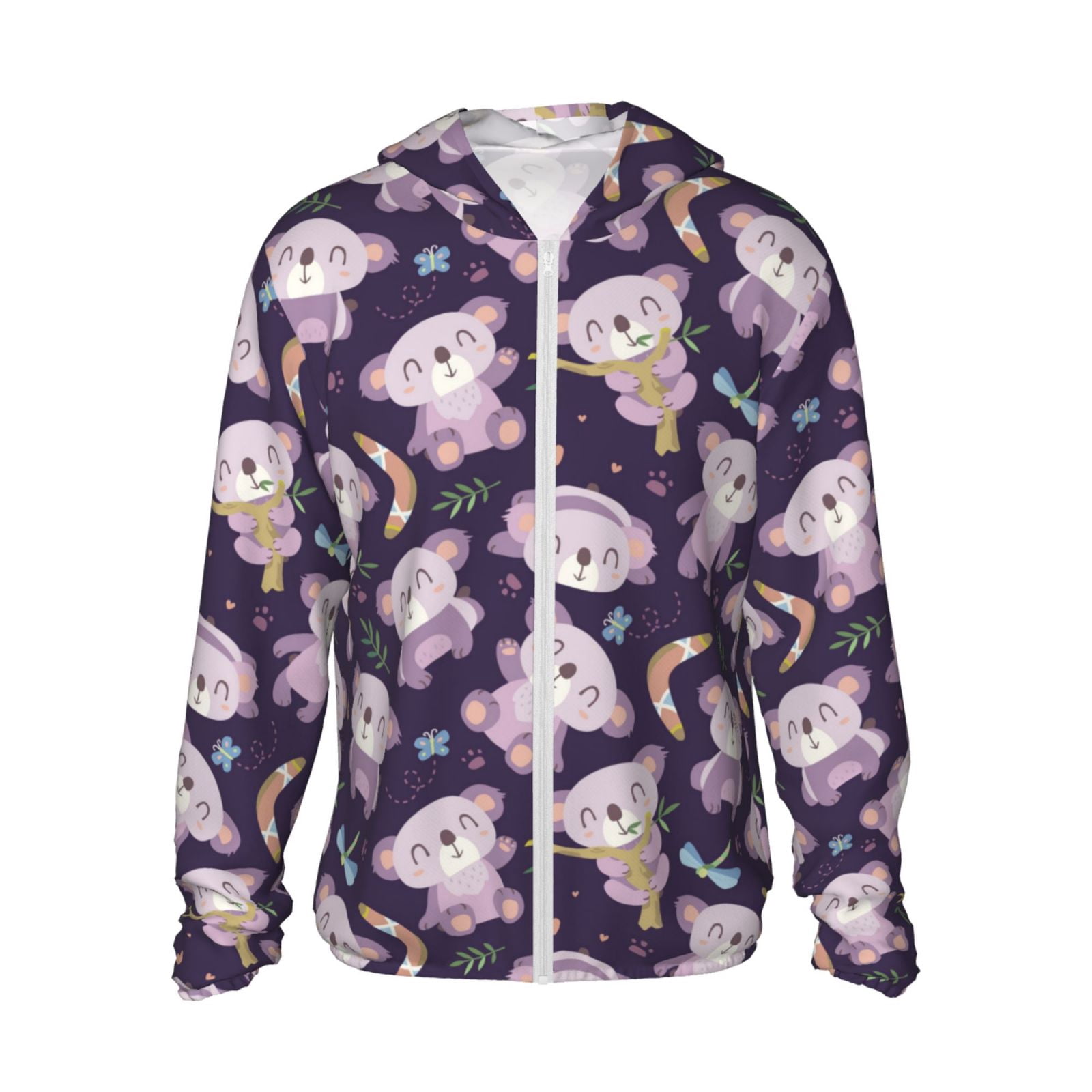 Sun Protection Hoodie Jacket, Cute Purple Koala Sun Shirts For Men ...