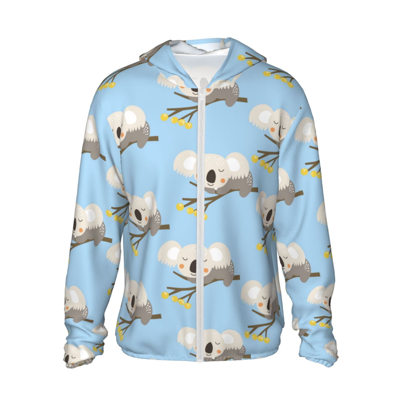 Sun Protection Hoodie Jacket, Cute Sleeping Koala Blue Sun Shirts For ...