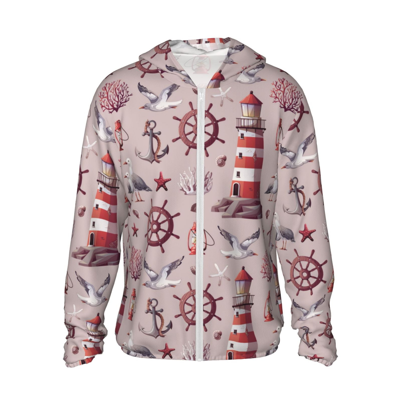Sun Protection Hoodie Jacket, Lighthouse Rudder Bird Sun Shirts For Men ...