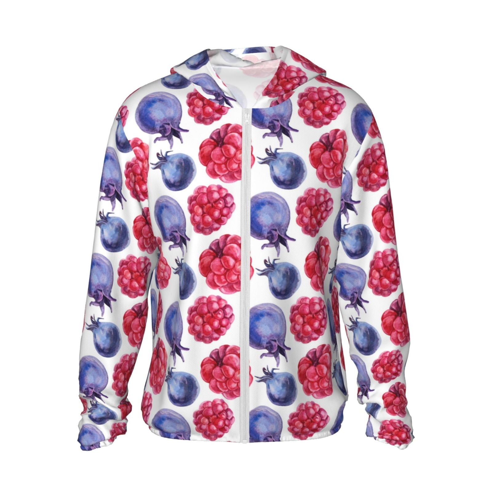 Sun Protection Hoodie Jacket, Red Blue Berry Sun Shirts For Men Women ...