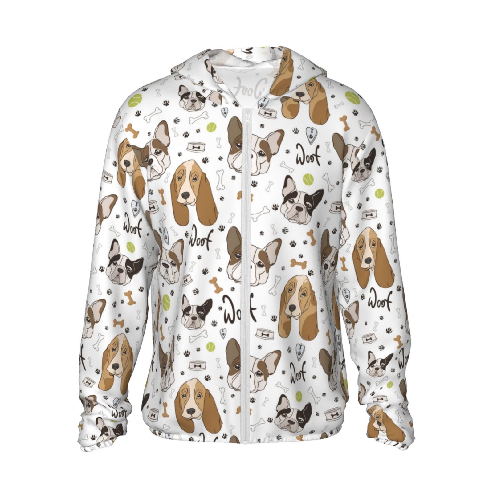 Sun Protection Hoodie Jacket, Woof Cute Dog Puppy Sun Shirts For Men ...