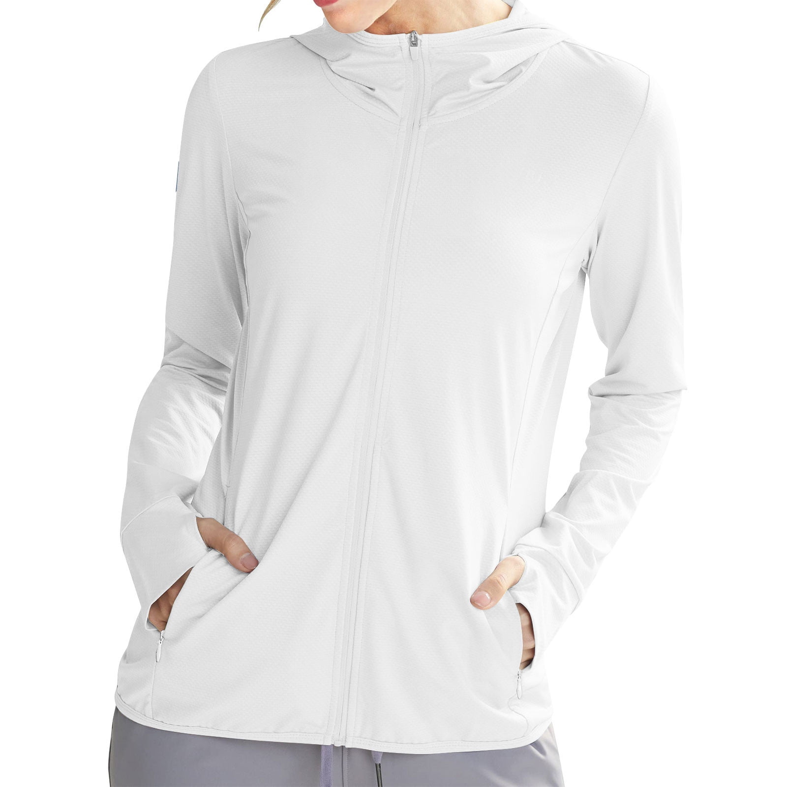 Sun Protection Hoodie for Womens Summer Front Zipper UPF 50+ Long ...