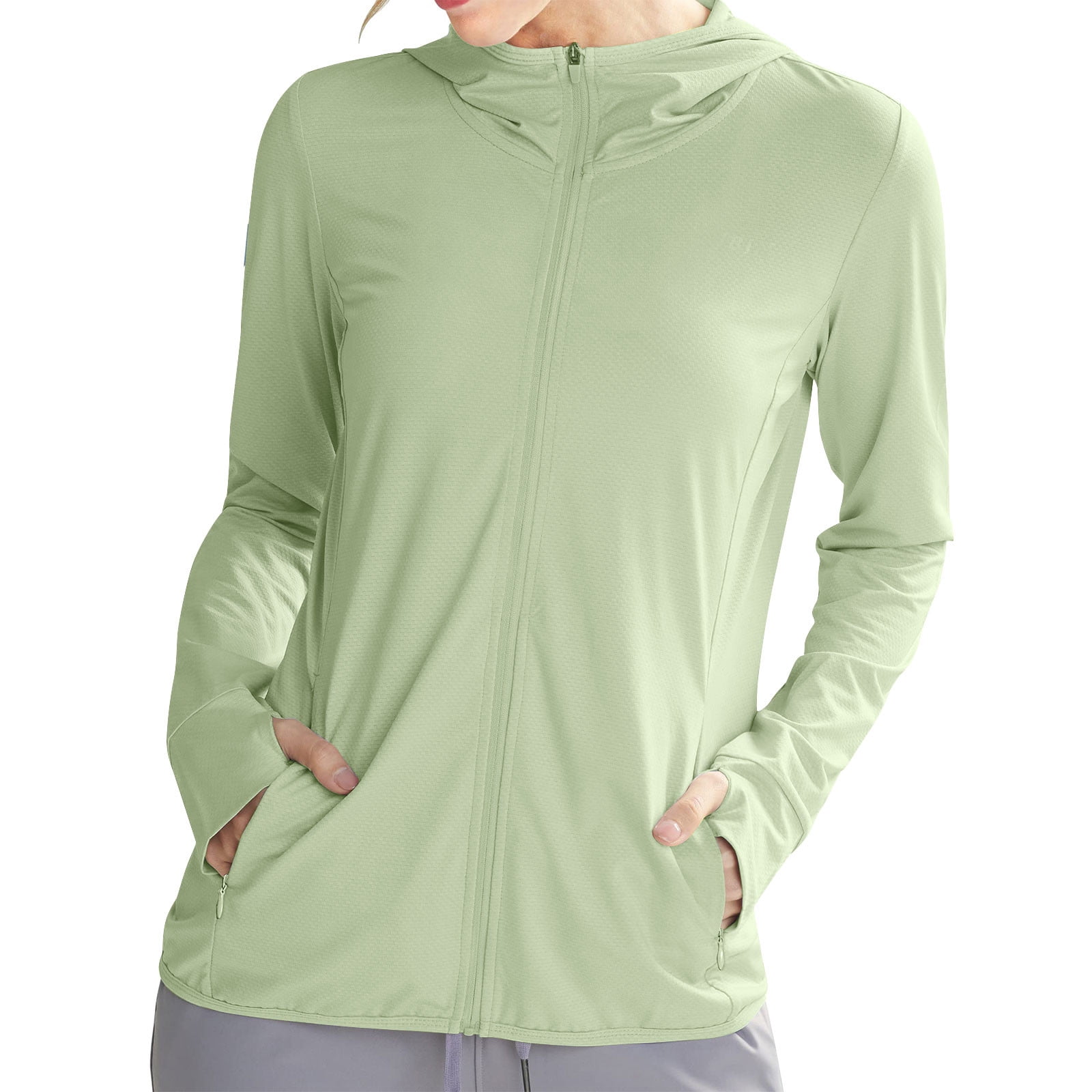 Sun Protection Hoodie for Womens Summer Front Zipper UPF 50+ Long ...