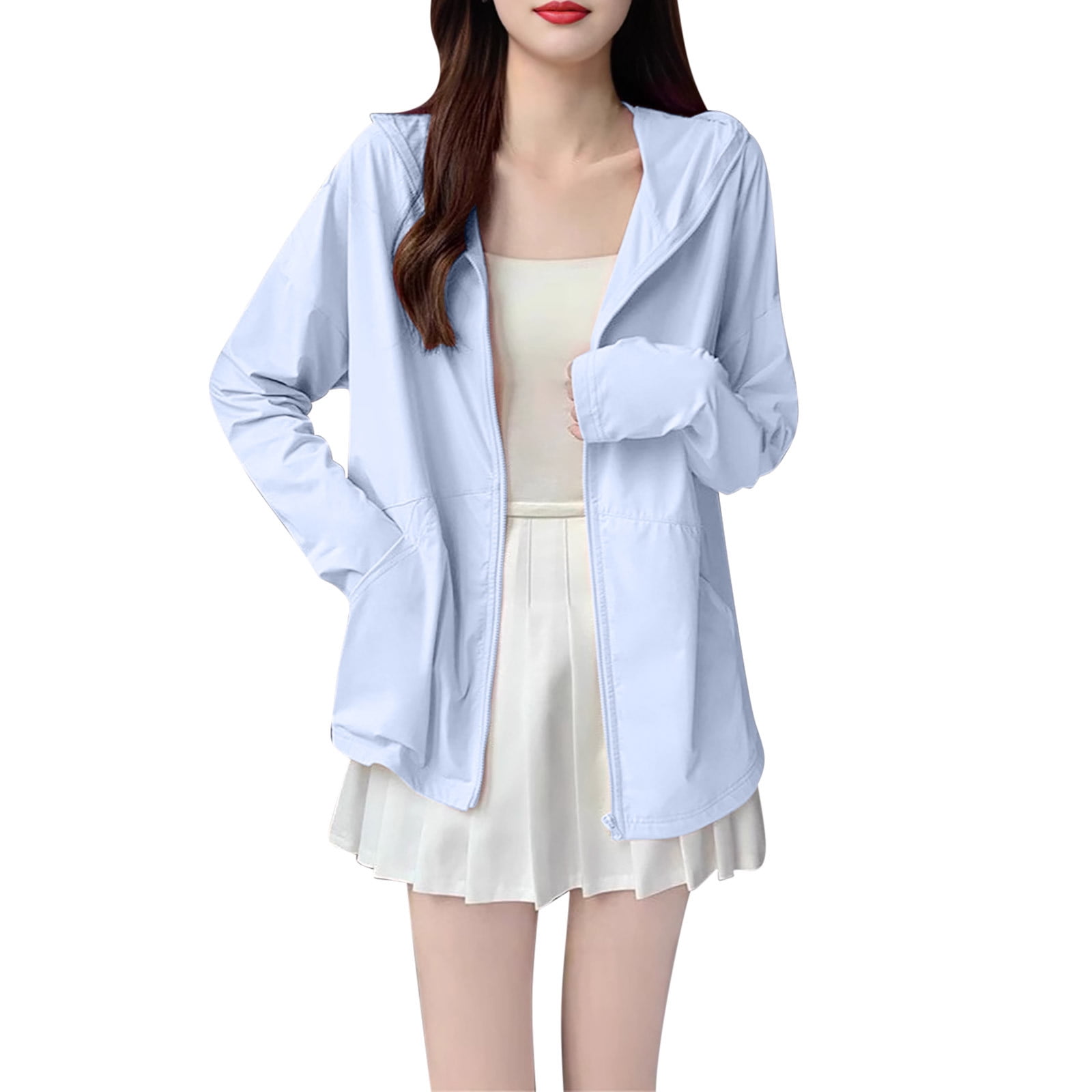 Sun Protection Hoodie for Womens Summer UPF 50+ Long Sleeve Shirts Spf Jacket Uv Cooling Hoodie ...