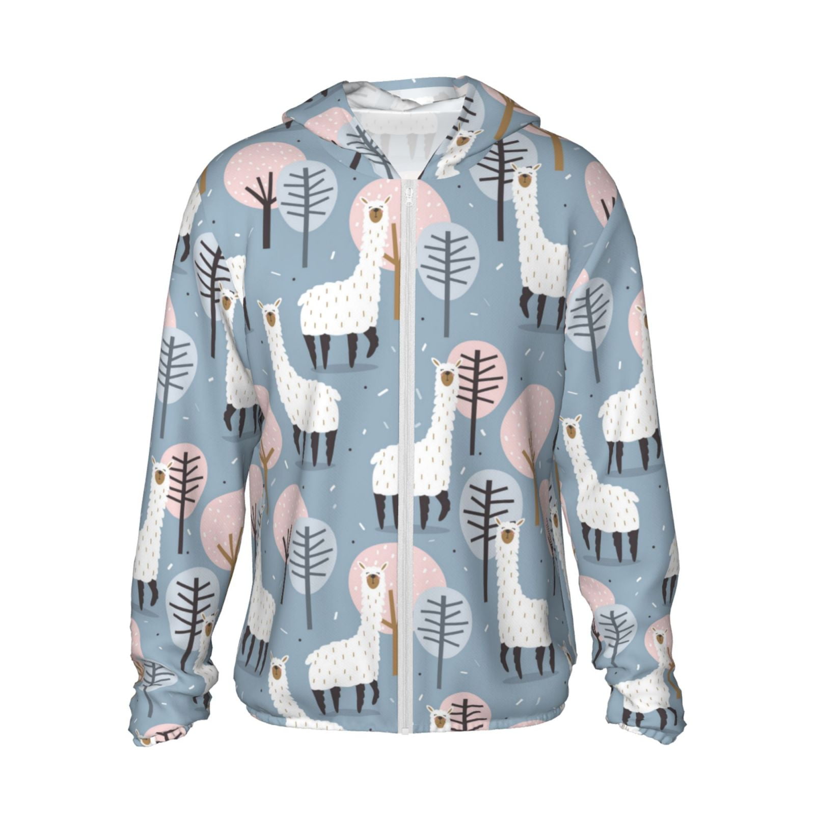 Sun Protection Shirts For Men/Women, Cartoon Cute Alpaca Tree Long ...
