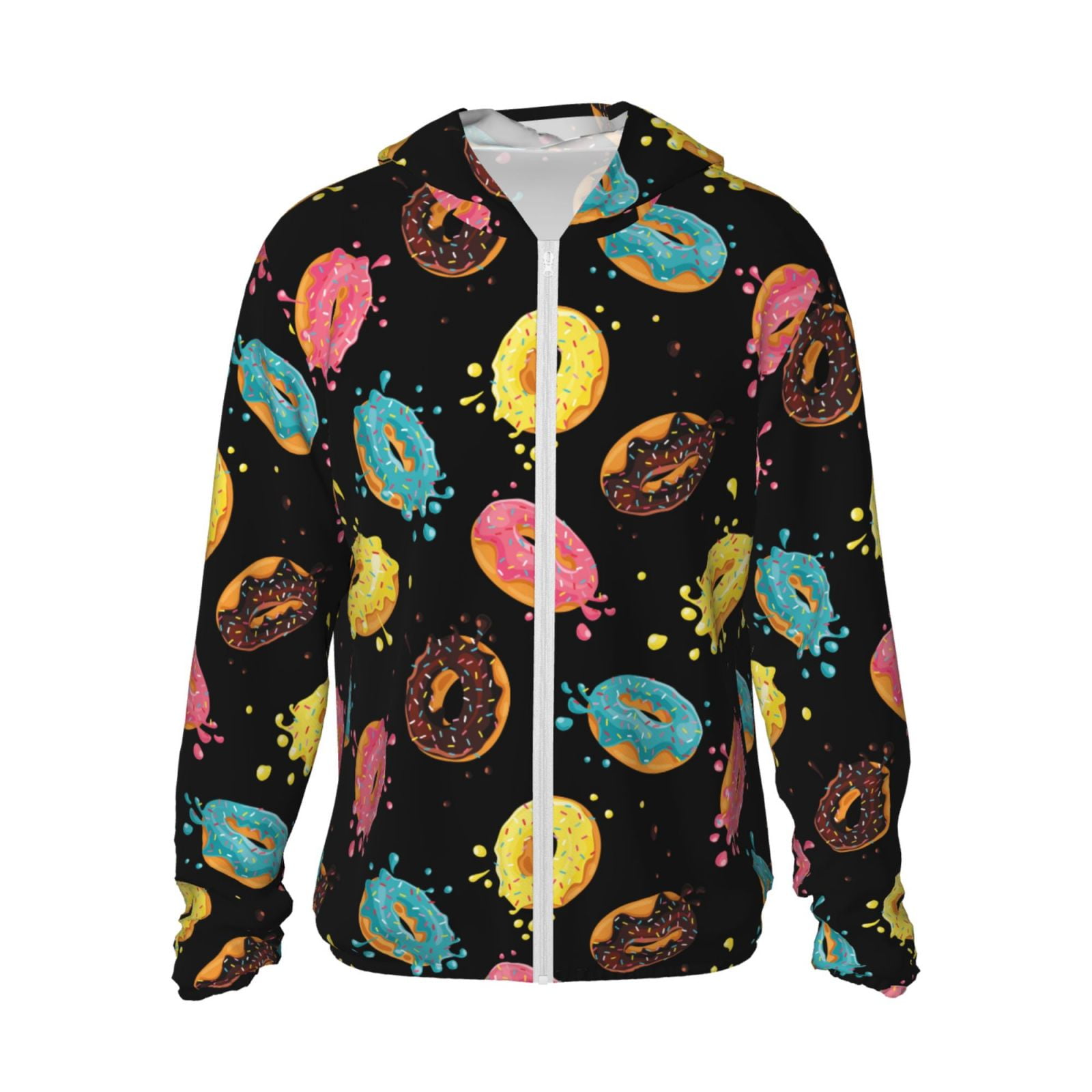 Sun Protection Shirts For Men/Women, Colourful Donut Print Black Long ...