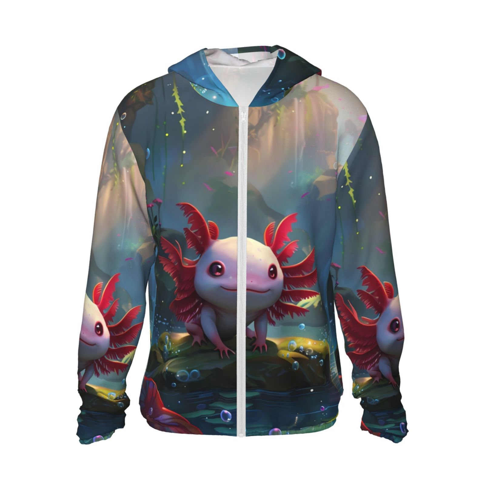 Sun Protection Shirts For Men/Women, Pond Cute Axolotl Long Sleeve ...