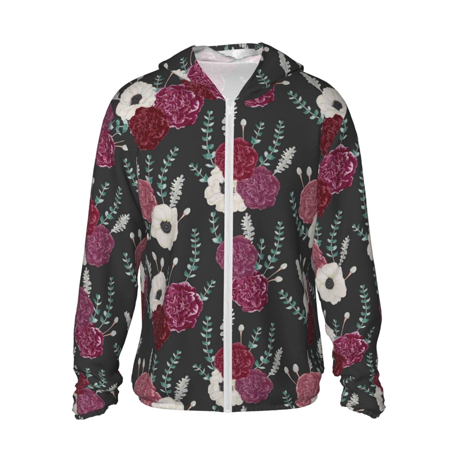 Sun Protection Shirts For Men/Women, Purple Red White Carnations Flowers Long Sleeve Fishing ...