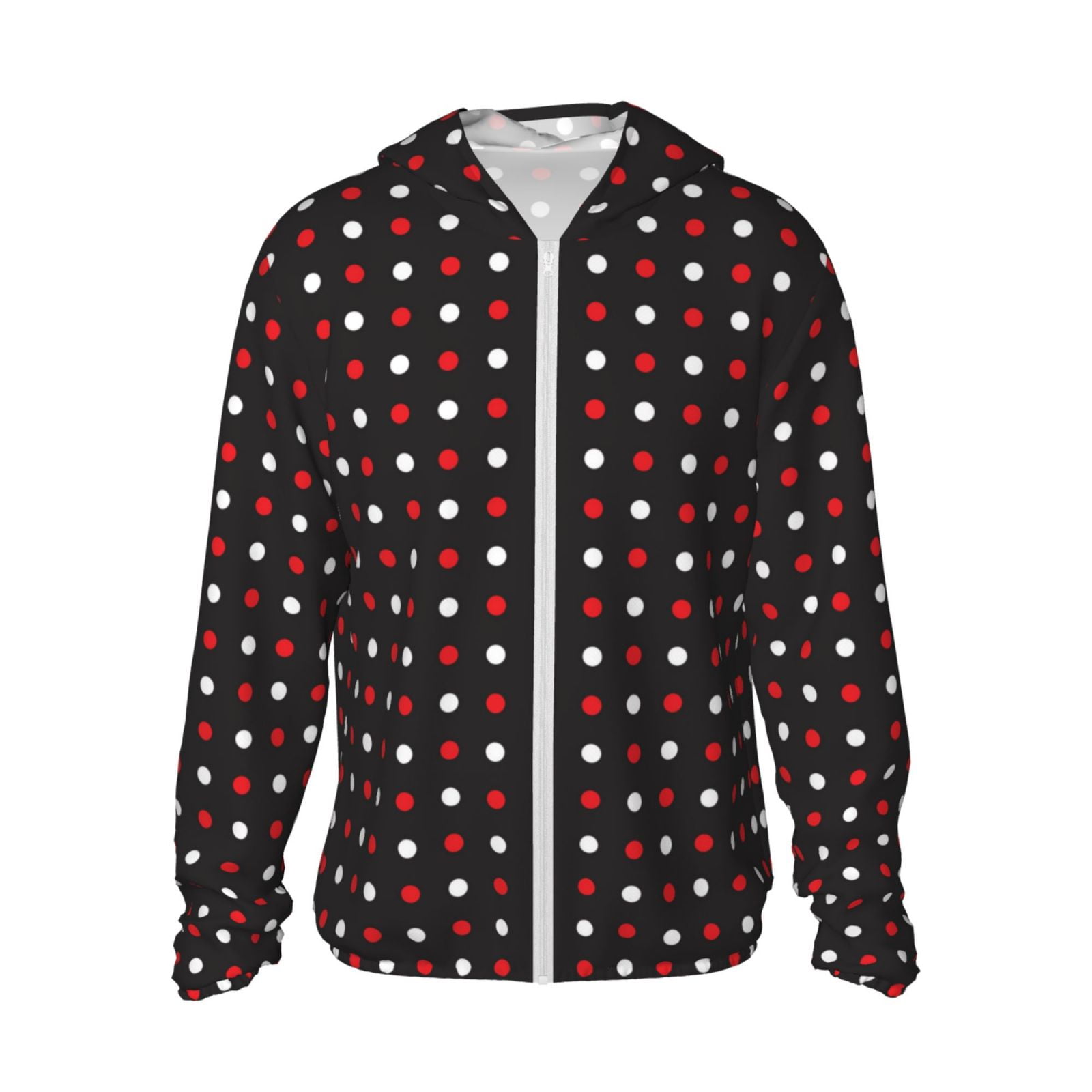 Sun Protection Shirts For Men/Women, Red And White Polka Dots Long ...