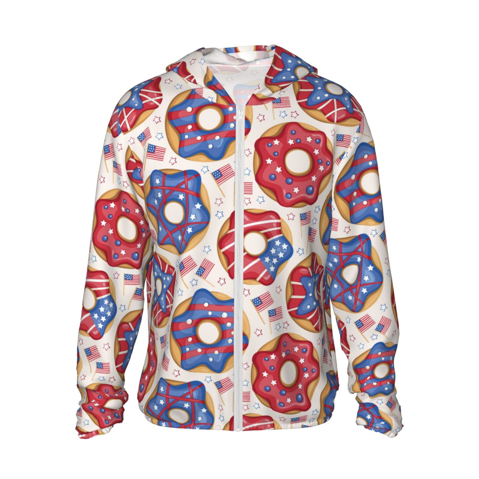 Sun Protection Shirts For Men/Women, Stars And Stripes Donut Print Long ...