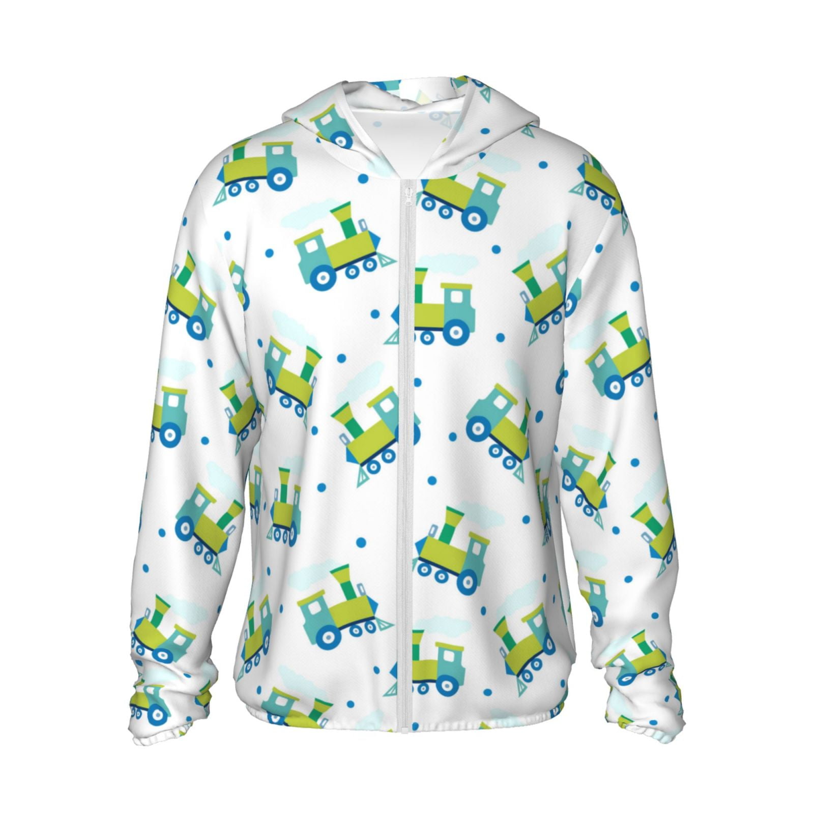 Sun Protection Shirts For Men/Women, Train Pattern Green Long Sleeve ...