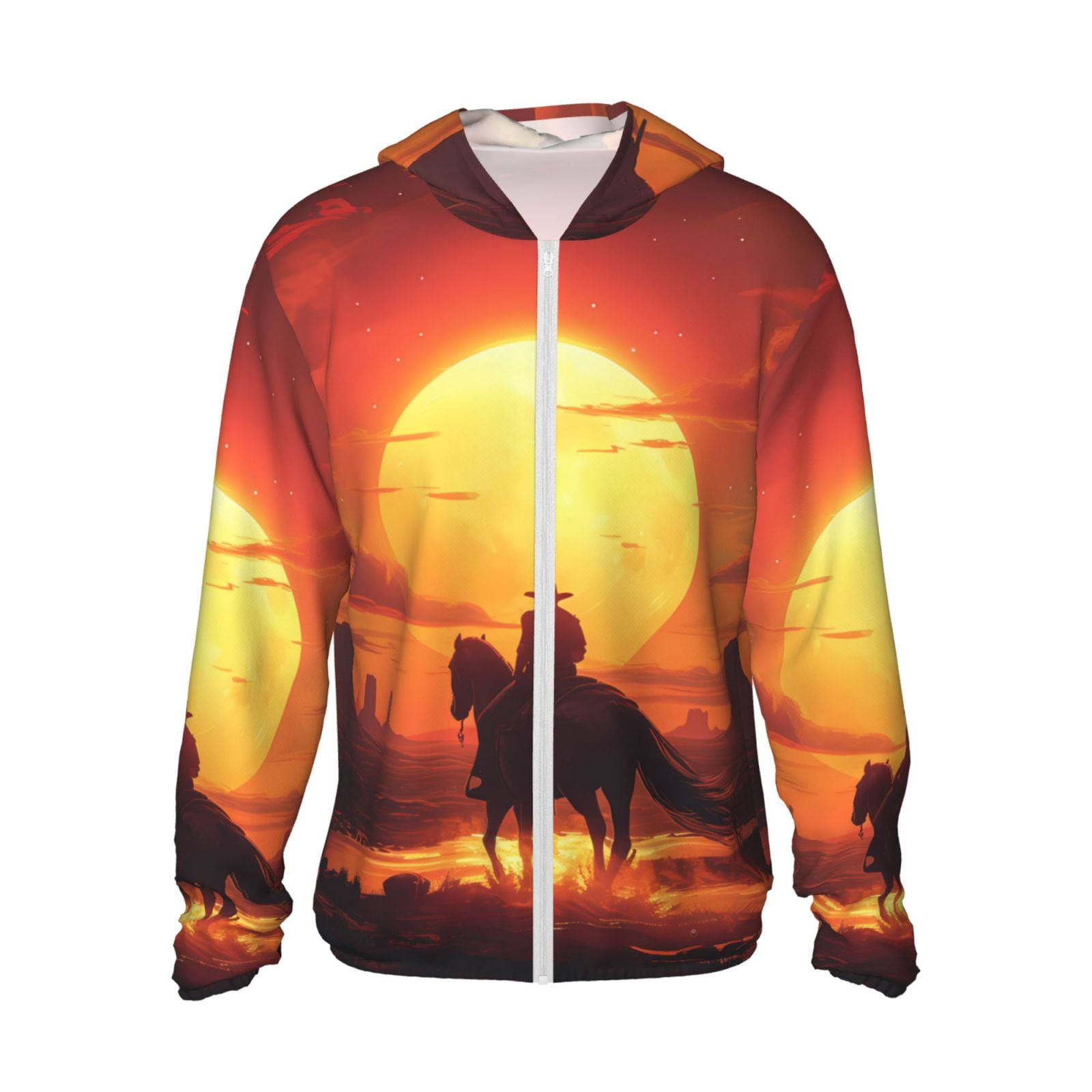 Sun Protection Shirts For Men/Women, Western Cowboy Sunset Long Sleeve ...