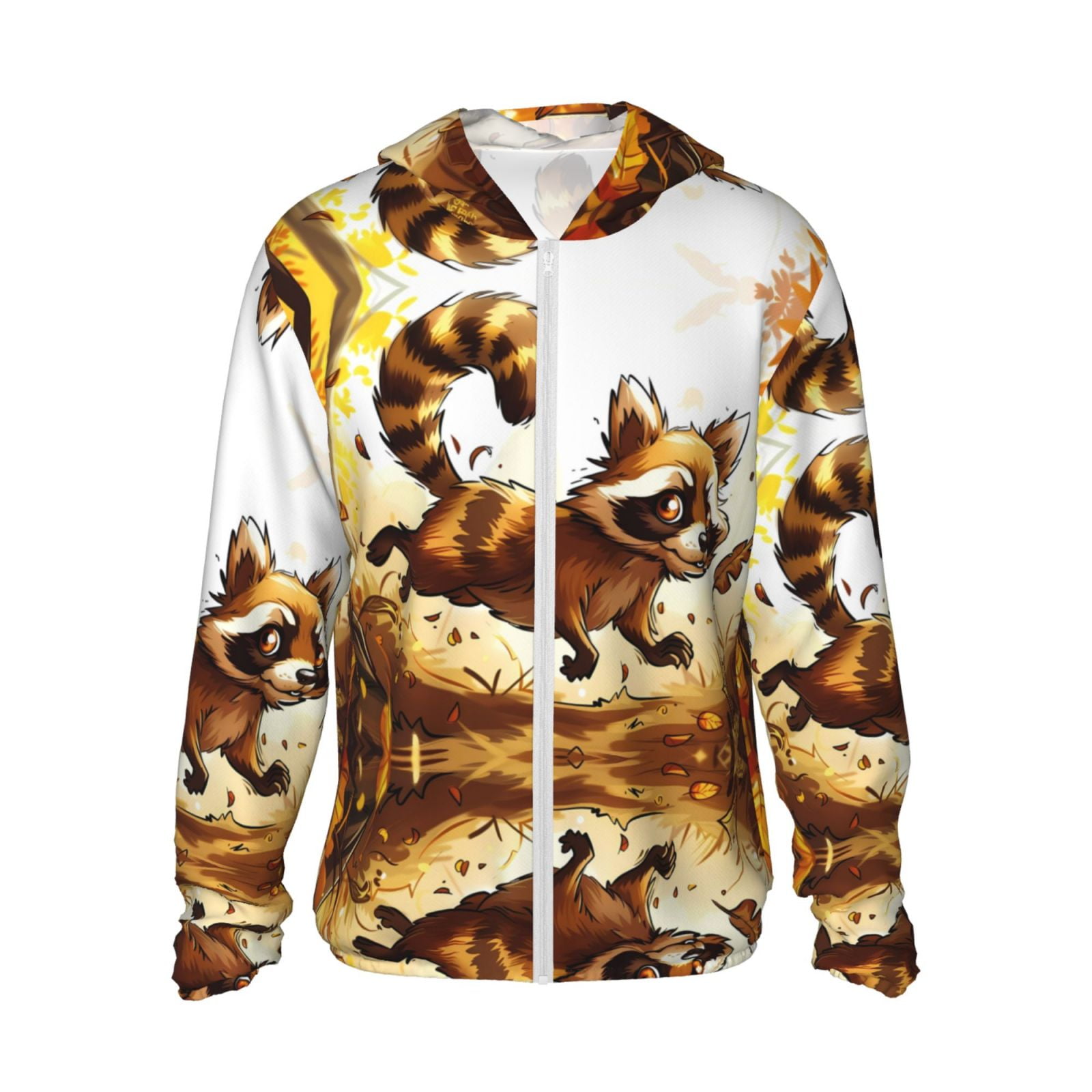 Sun Protection Shirts for Men/Women - Autumn Raccoon In Forest Long ...