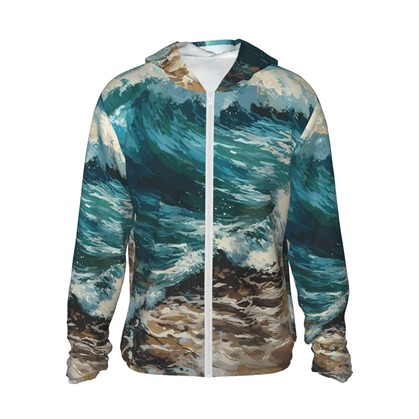 Sun Protection Shirts for Men/Women, Blue Ocean Waves Long Sleeve ...