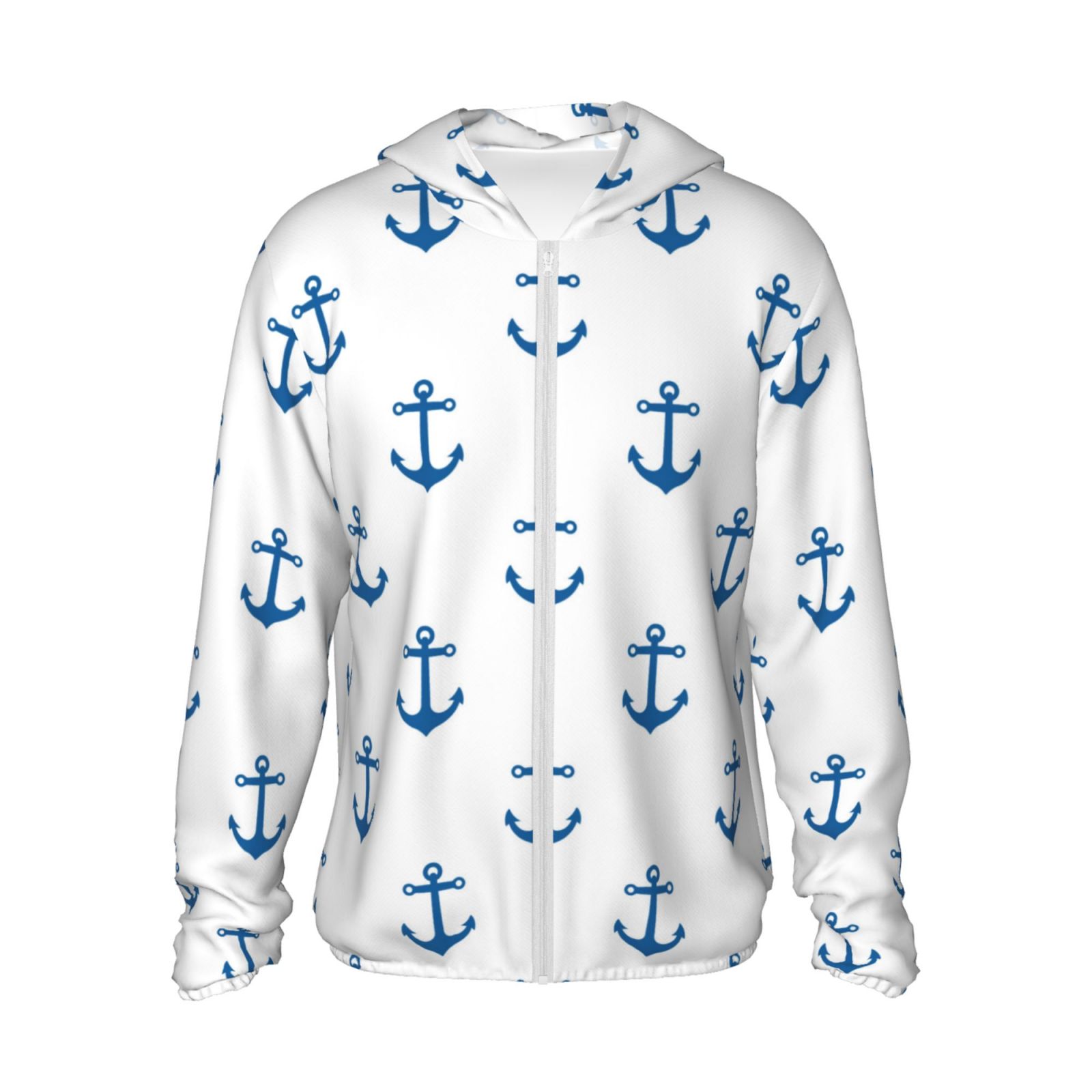 Sun Protection Shirts for Men/Women - Blue ship anchors white cute Long ...