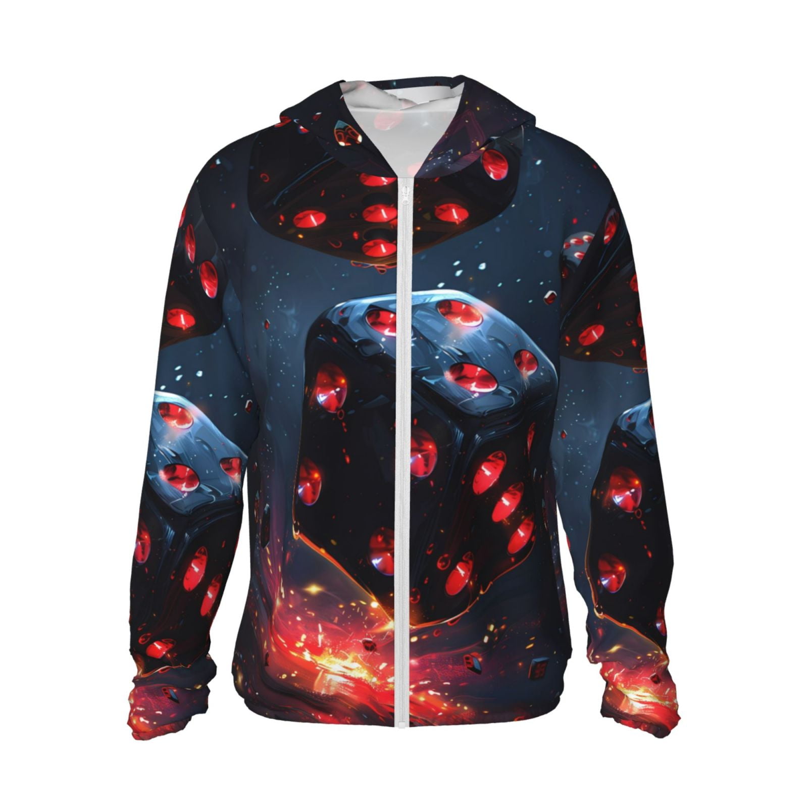Sun Protection Shirts for Men/Women, Cosmic Red Sparkle Dice Long ...
