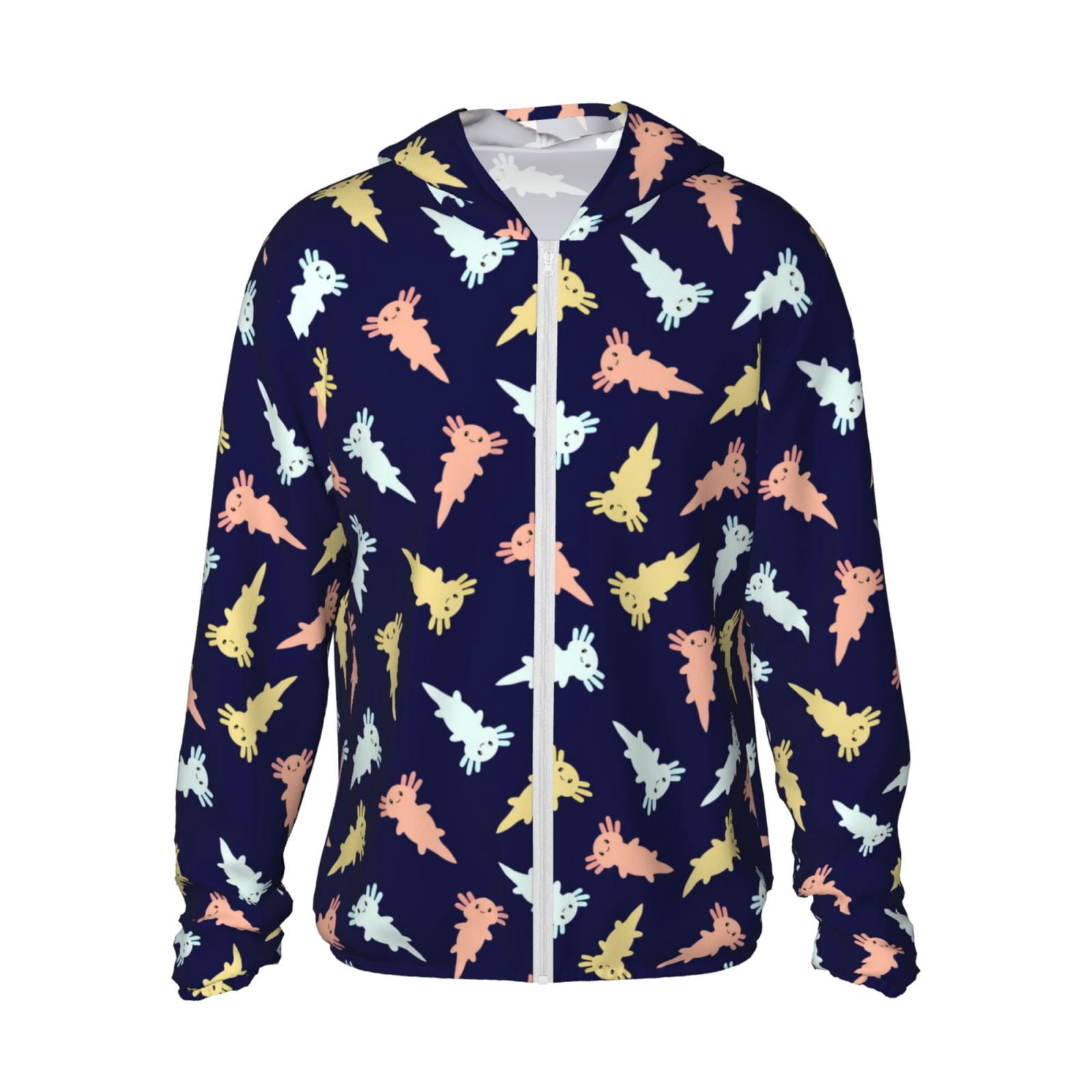 Sun Protection Shirts for Men/Women - Cute cartoon axolotl navyblue ...