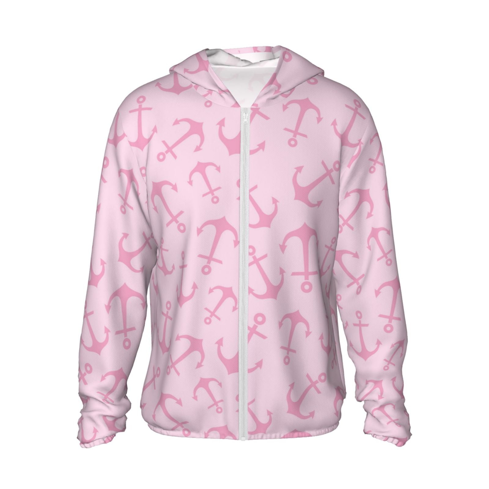 Sun Protection Shirts for Men/Women - Cute pink anchor Long Sleeve Sun ...
