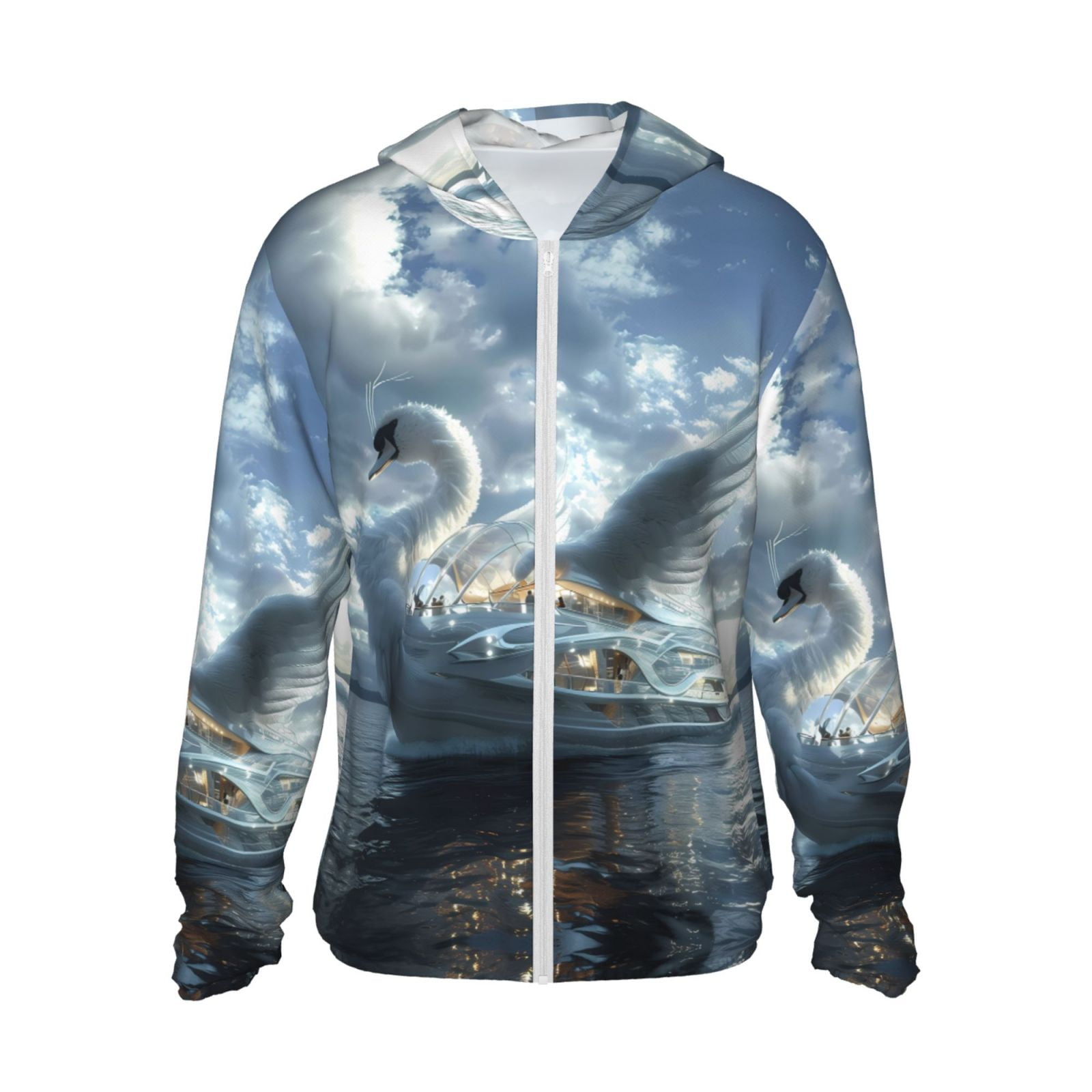 Sun Protection Shirts for Men/Women, Fantasy Swan Yacht Design Long ...