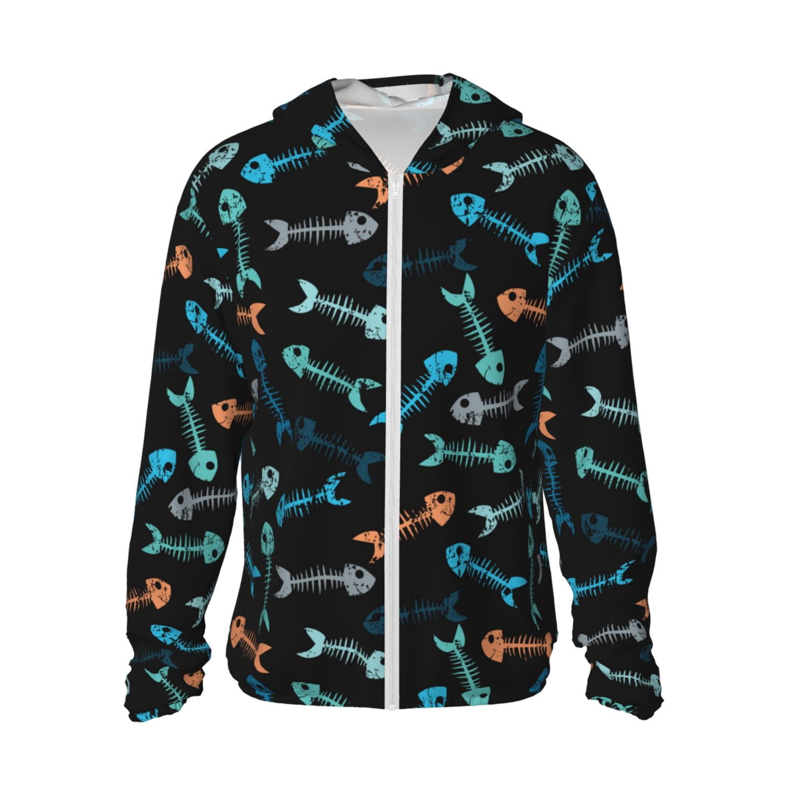 Sun Protection Shirts for Men/Women - Little Fish Skeleton Long Sleeve ...