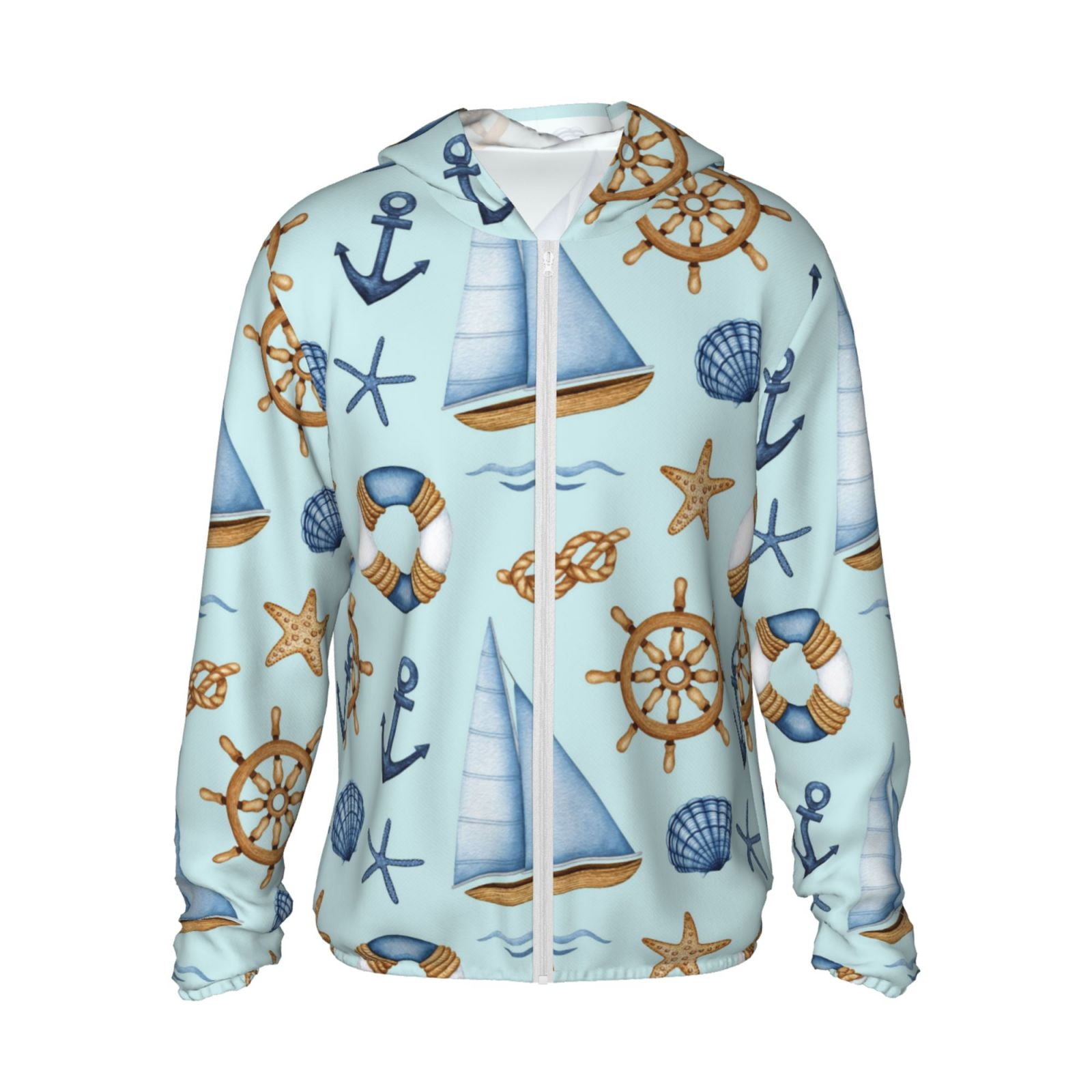 Sun Protection Shirts for Men/Women - Sailboat steering wheel anchor ...