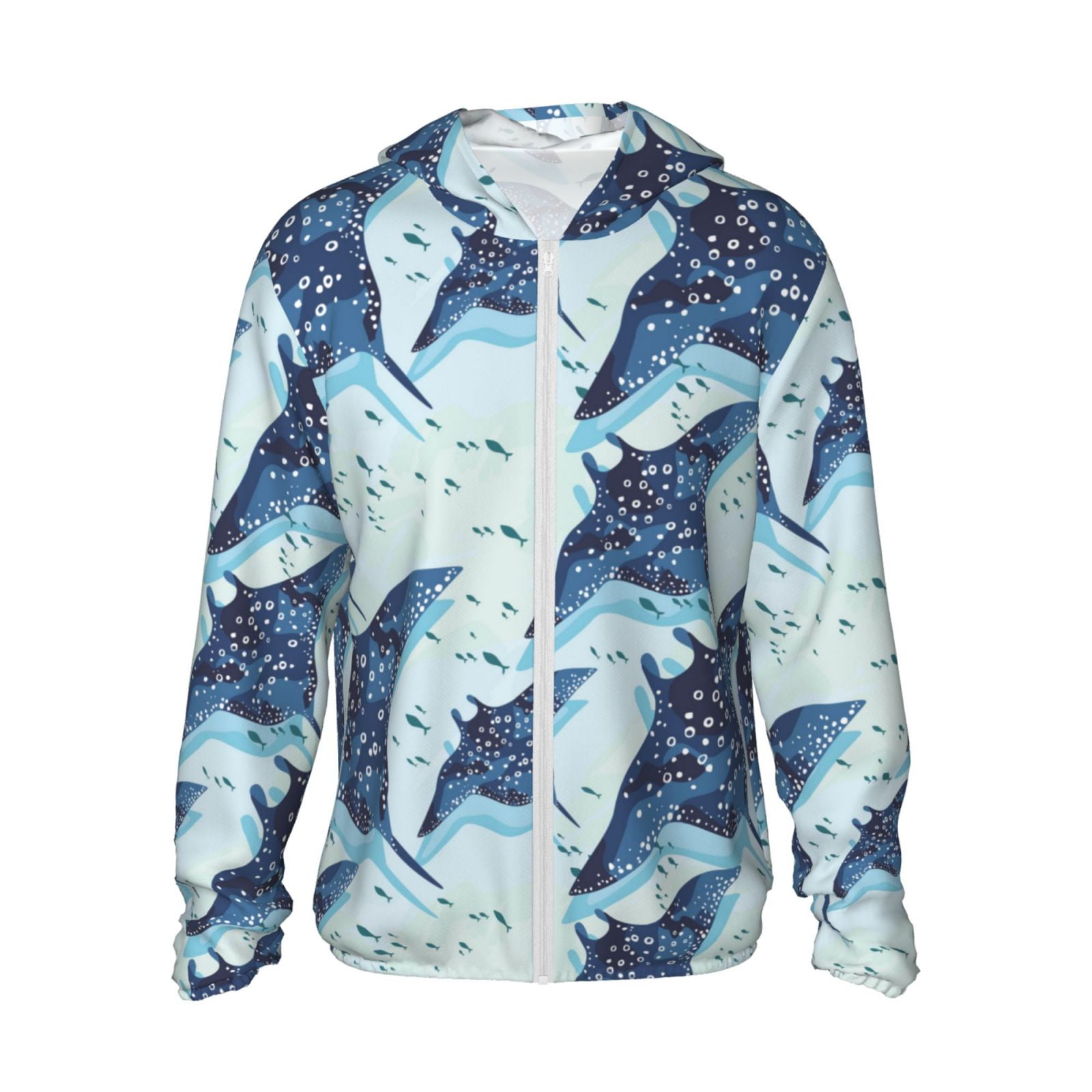 Sun Protection Shirts for Men/Women, Stingray fish cool blue Long Sleeve Fishing Outdoor Shirts ...