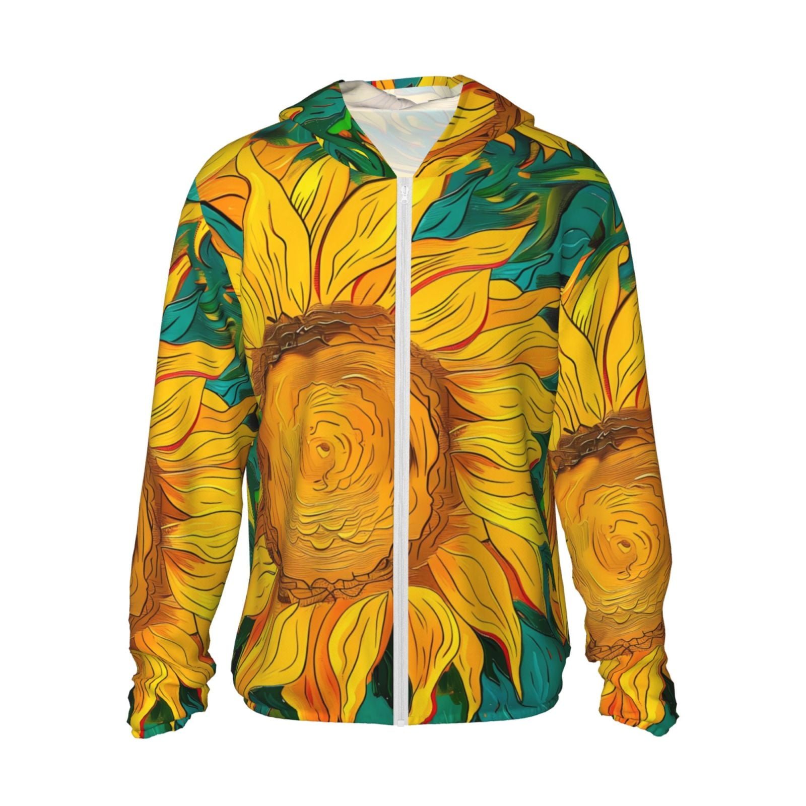 Sun Protection Shirts for Men/Women, Vibrant Sunflower Painting Long Sleeve Fishing Outdoor ...
