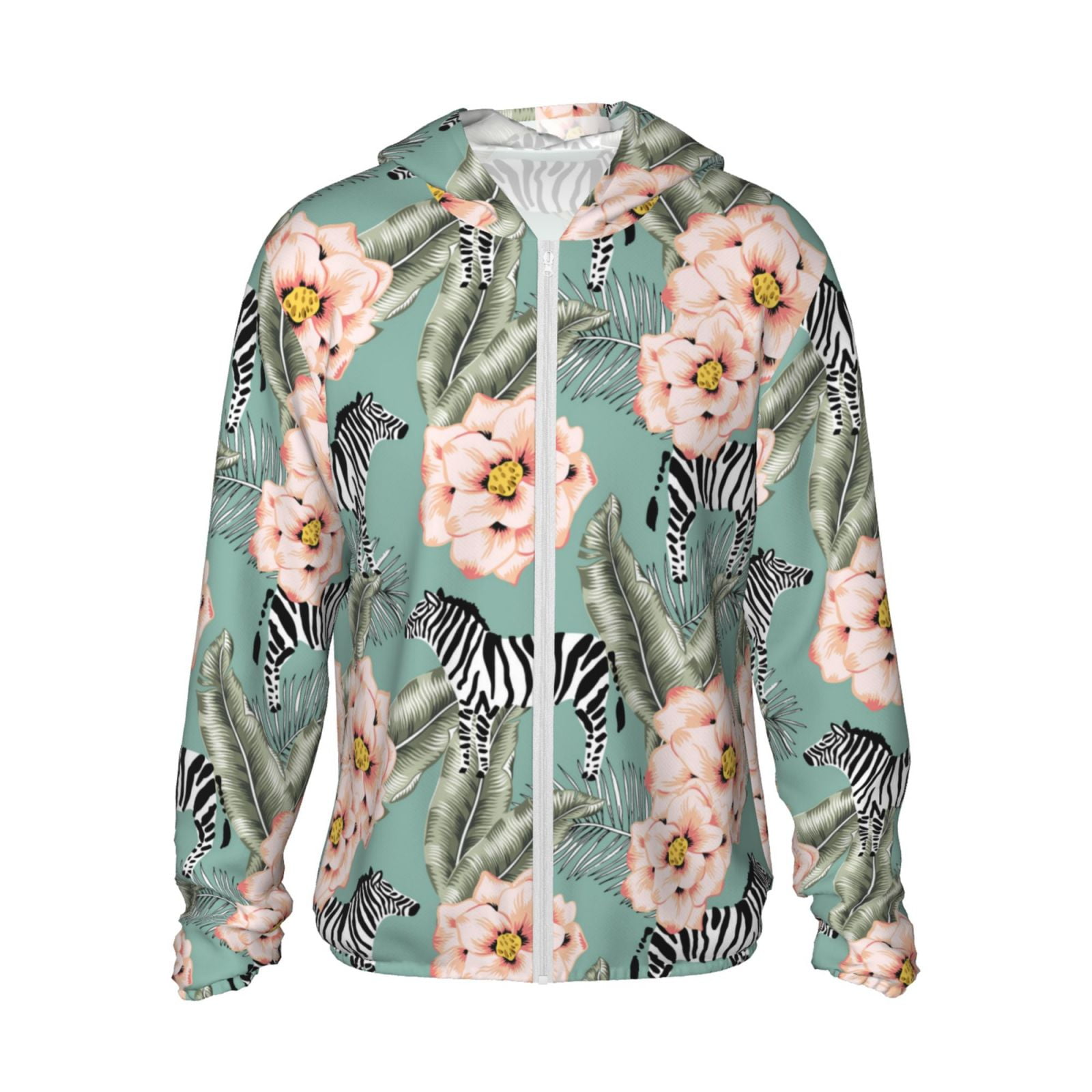 Sun Protection Shirts for Men/Women, zebra rose palm Tropical leaves Long Sleeve Fishing Outdoor ...